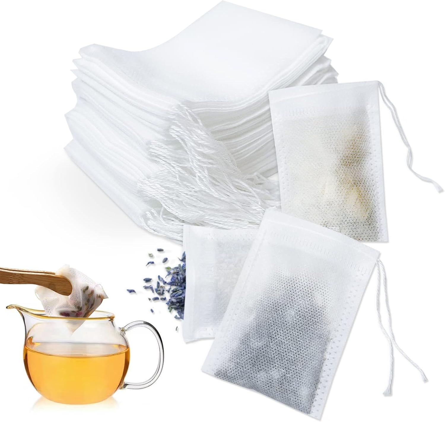 Auledio 200PCS Disposable Tea Bag Non woven Fabric Tea Filter Bags with ...