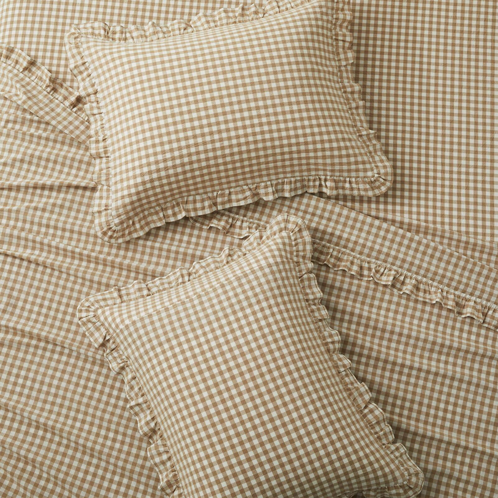 Dapper Styles Plaid Ruffle Queen Bed Sheets Cotton Gingham Sheet Set ...