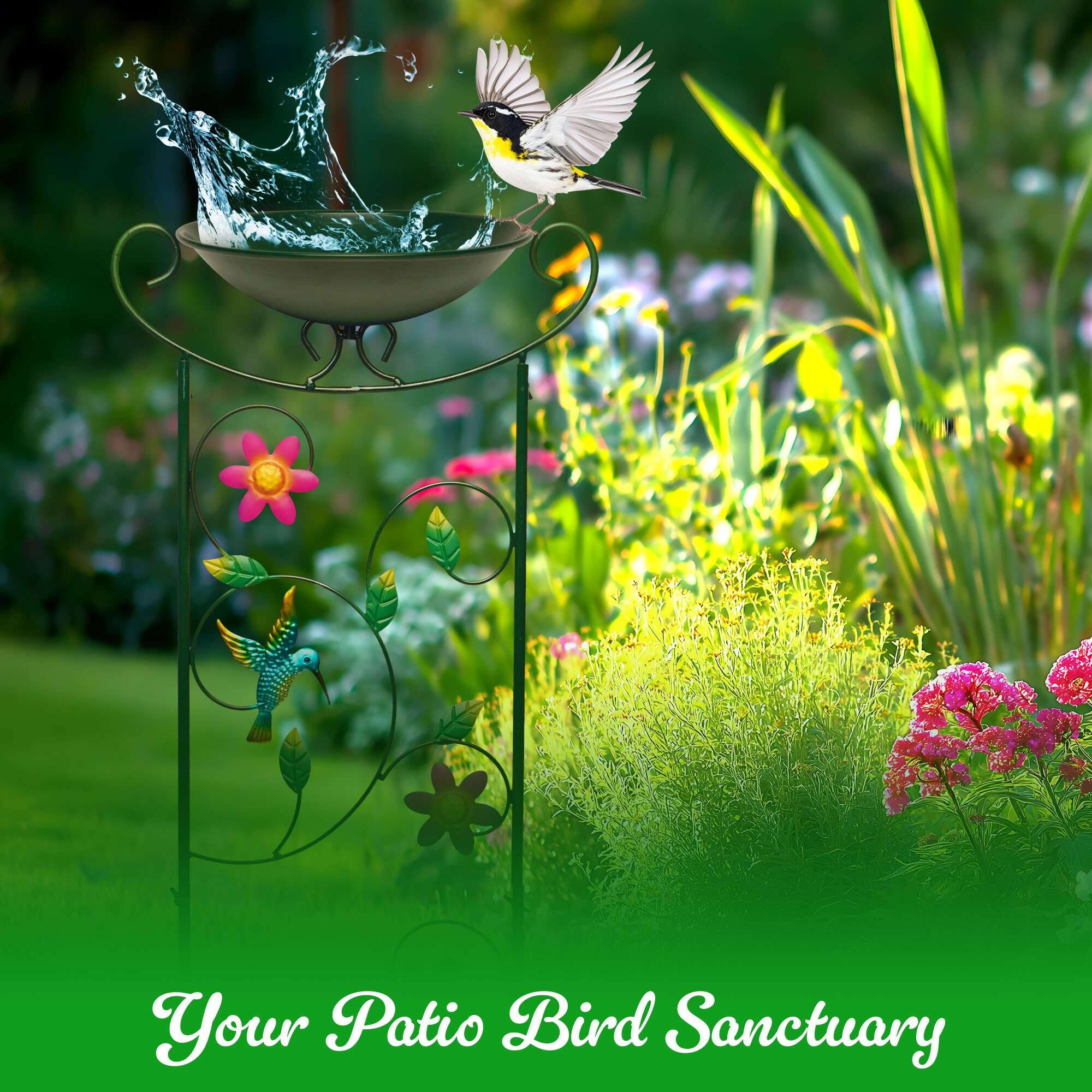 G128 35 Inch Antique Iron Bird Bath with Trellis, Detachable Bowl ...
