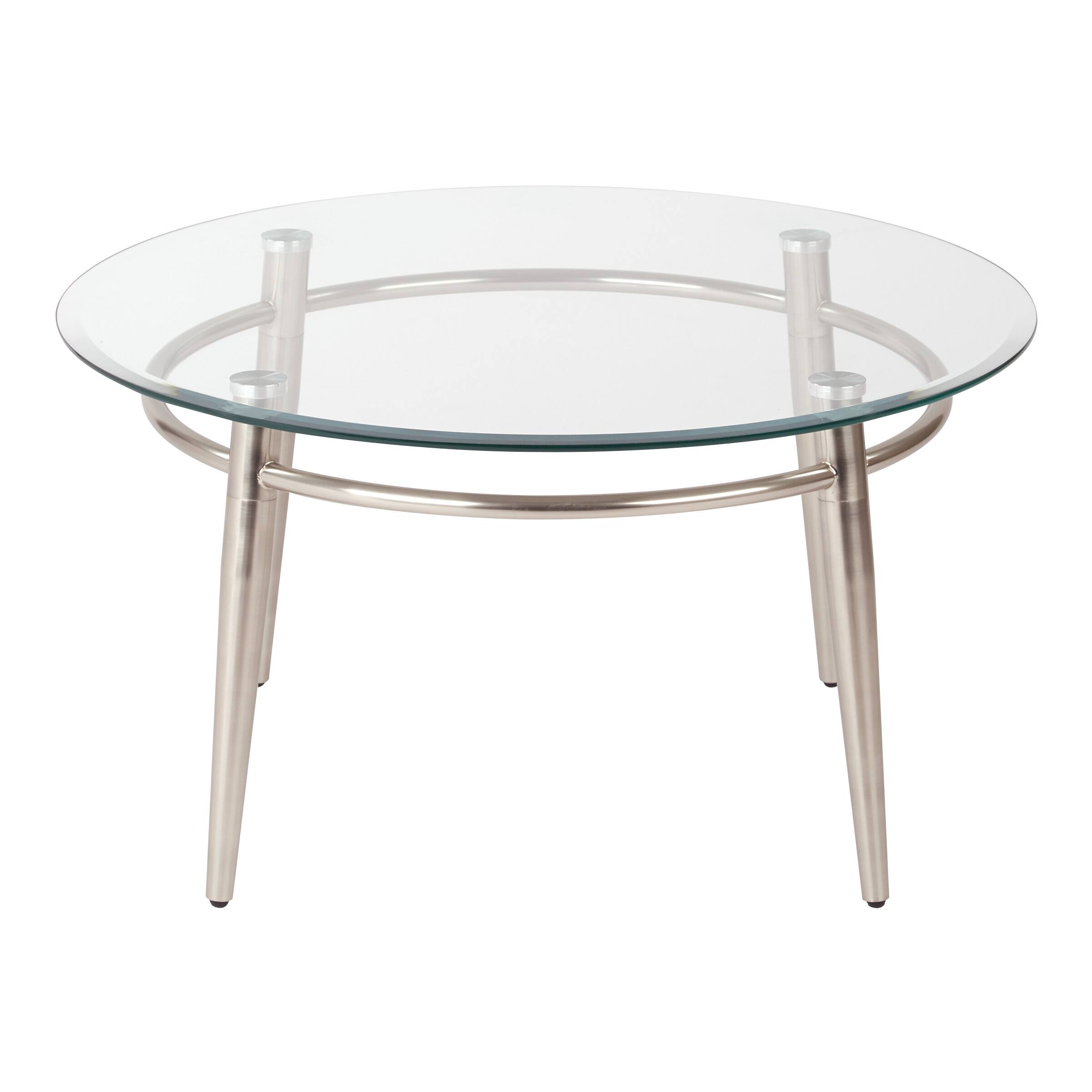 OSP Home Furnishings Brooklyn Round Glass Top Coffee Table Glass ...