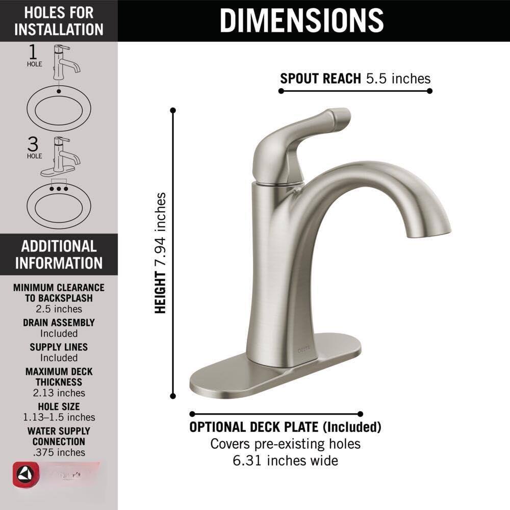 Paradigms Interiors Arvo Brushed Nickel Bathroom Faucet 1 Hole Single ...