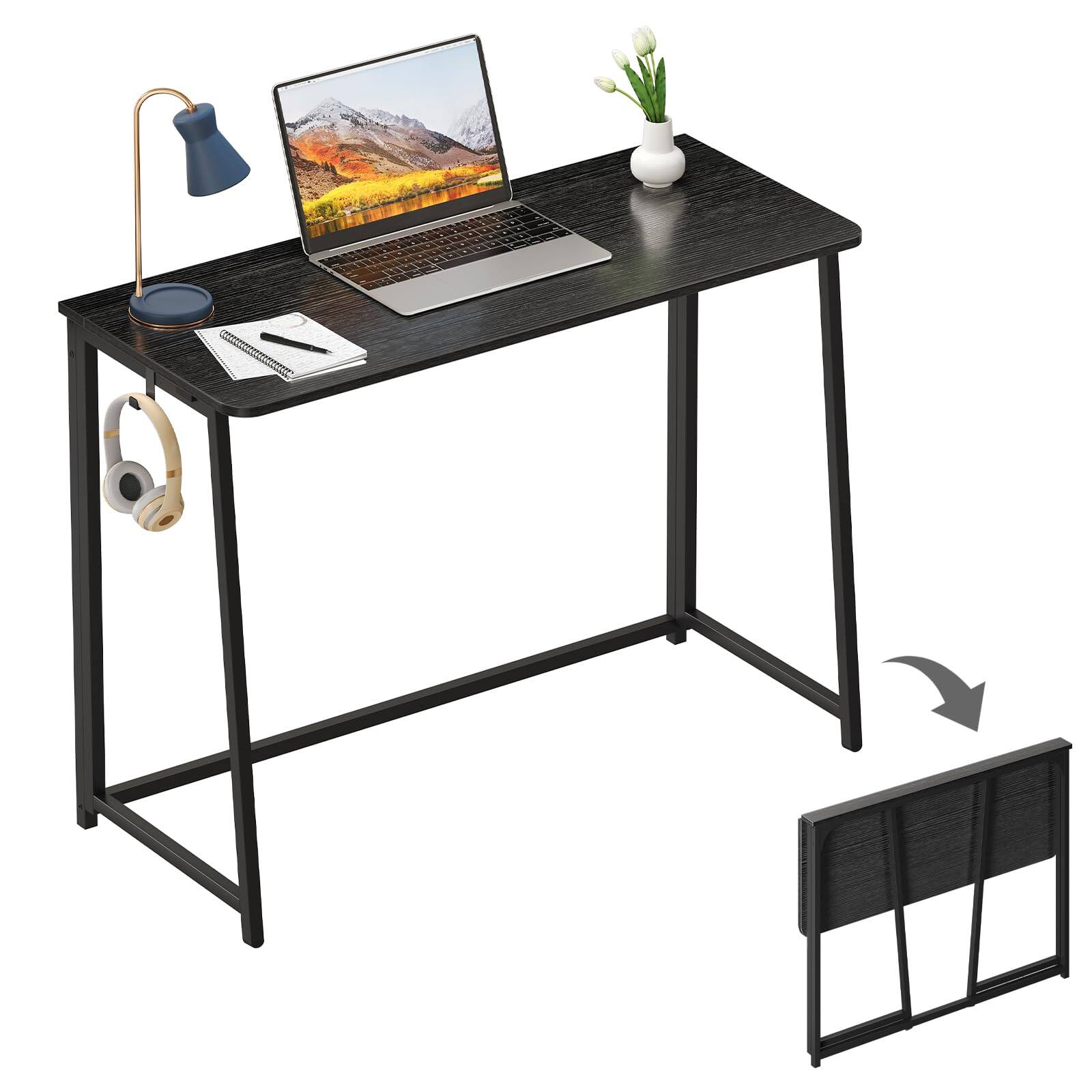 Alchemy Casas Faux Marble Folding Desk 31 5 Small For Spaces With Easy ...