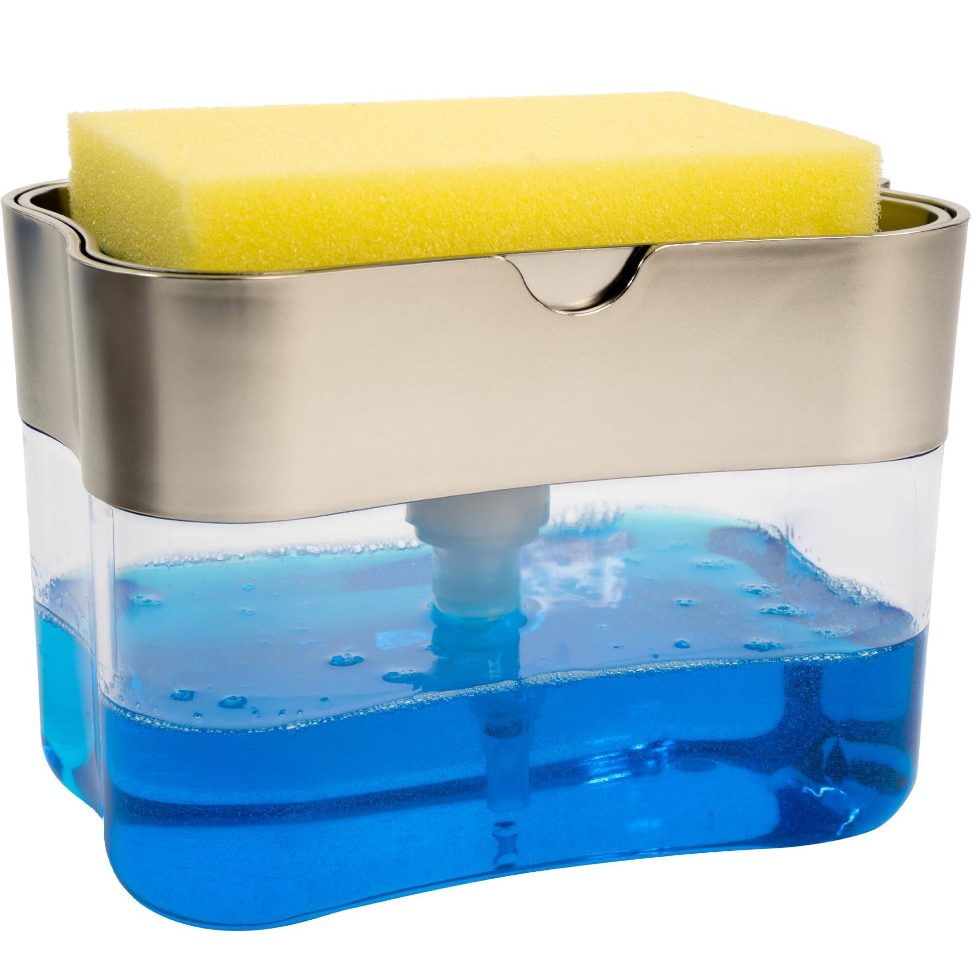 Dapper Styles Dish Soap Dispenser And Sponge Holder For Kitchen Sink ...