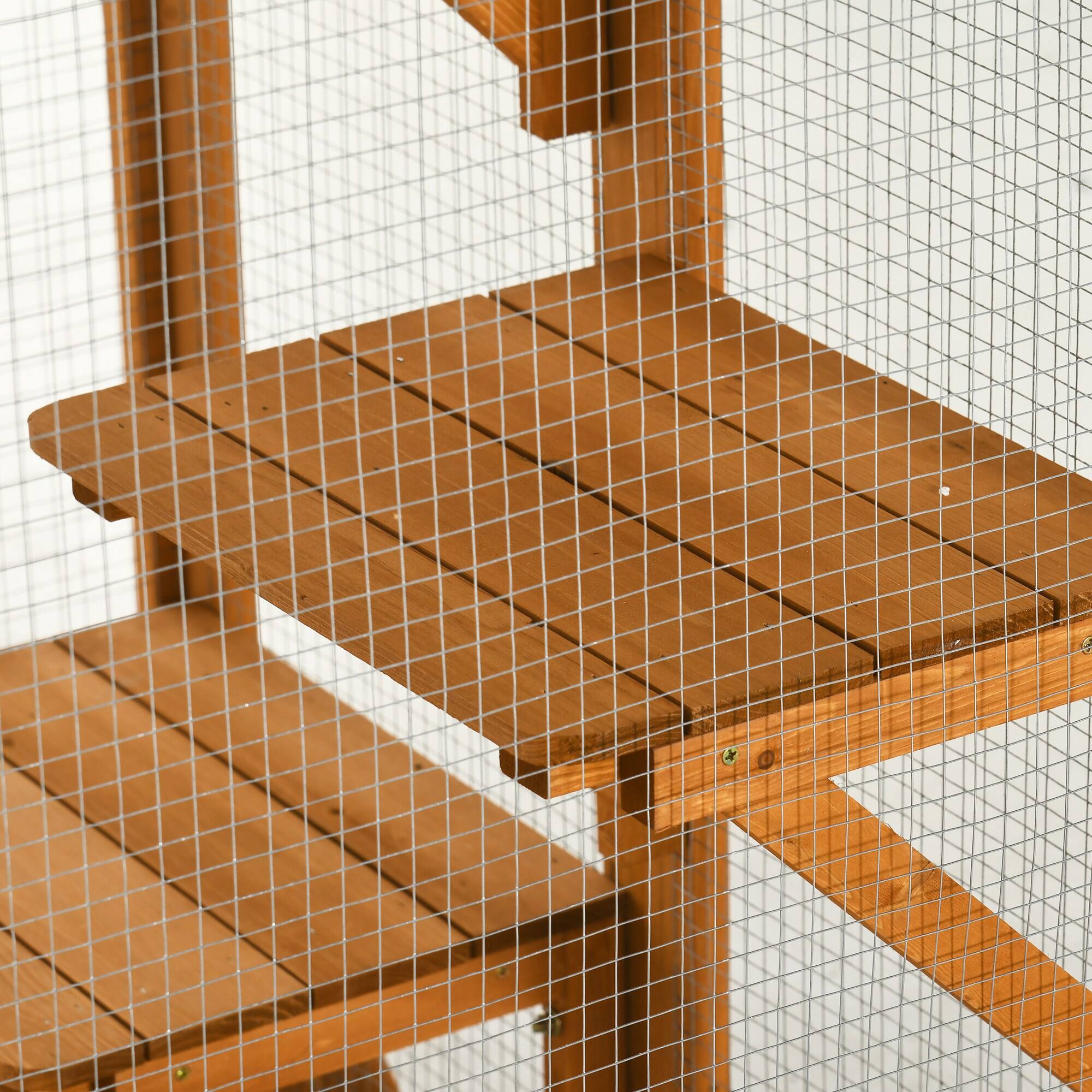 Pawhut Outdoor Cat House, Catio Wooden Feral Shelter, Cage with ...