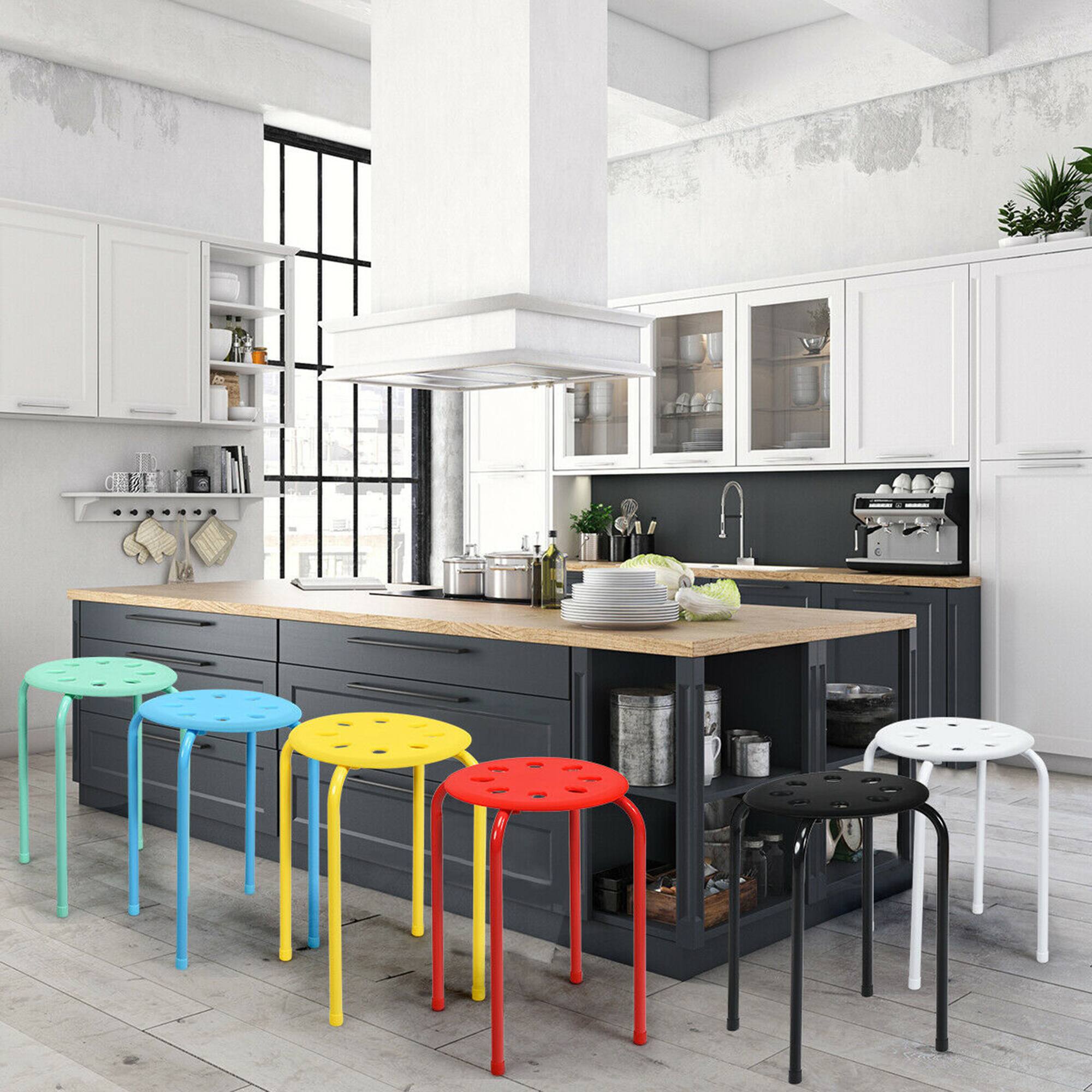 Costway Set of 6 Portable Plastic Stack Stools Backless Classroom ...