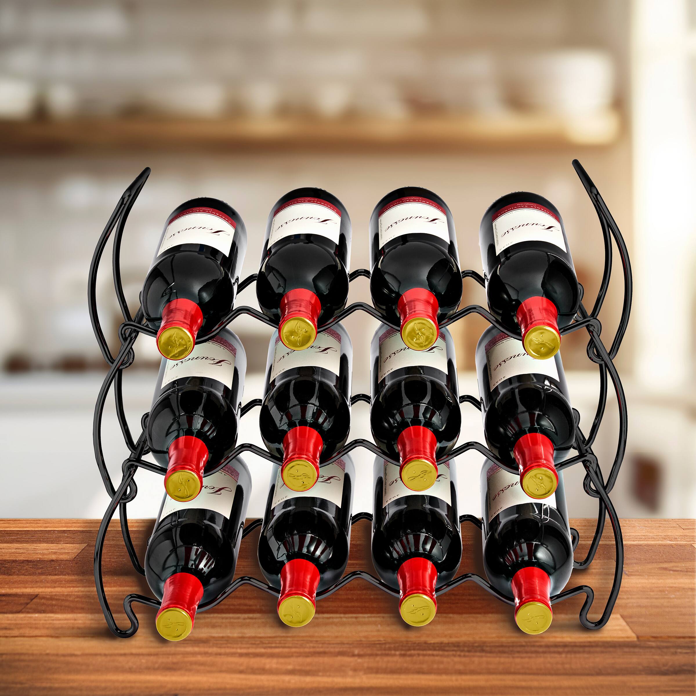 Sorbus 3 Tier Stackable Wine Rack Classic Style Wine Racks for Bottles ...