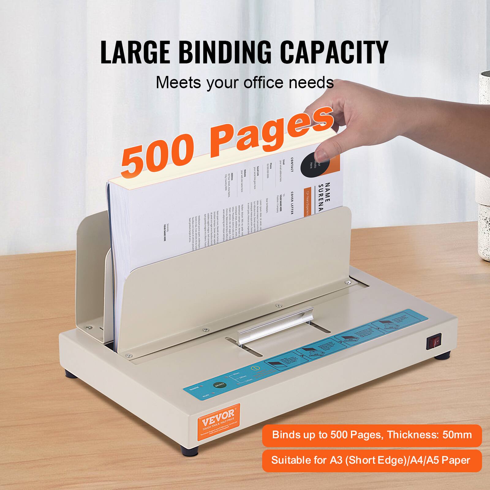 VEVOR Thermal Binding Machine, 500 Sheets Capacity Book Binding Machine ...