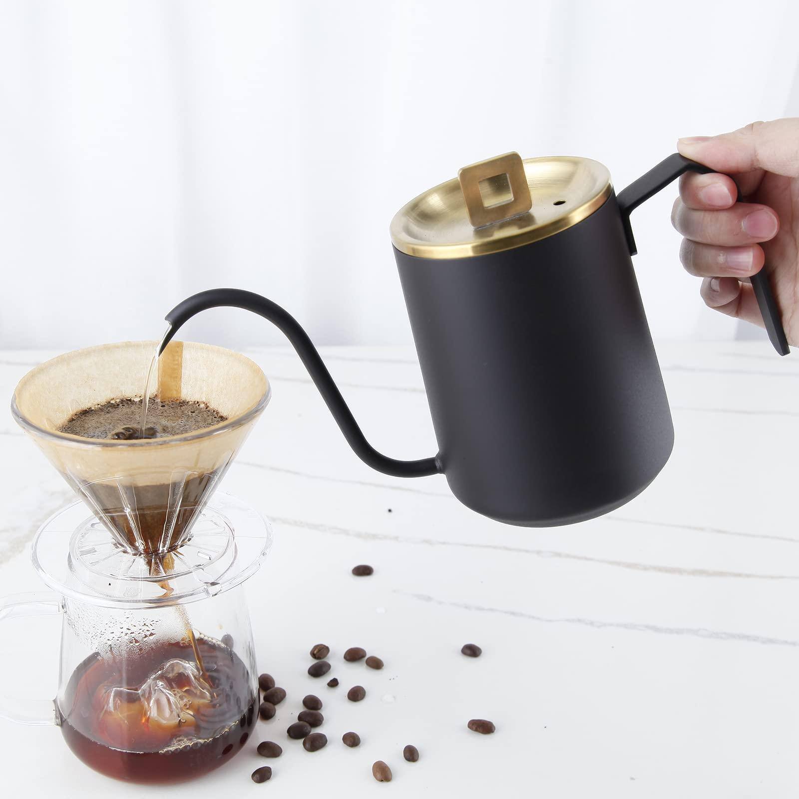 Dapper Styles Gooseneck Pour Over Coffee Kettle Stainless Steel Hand Drip Pot With Long Narrow ...