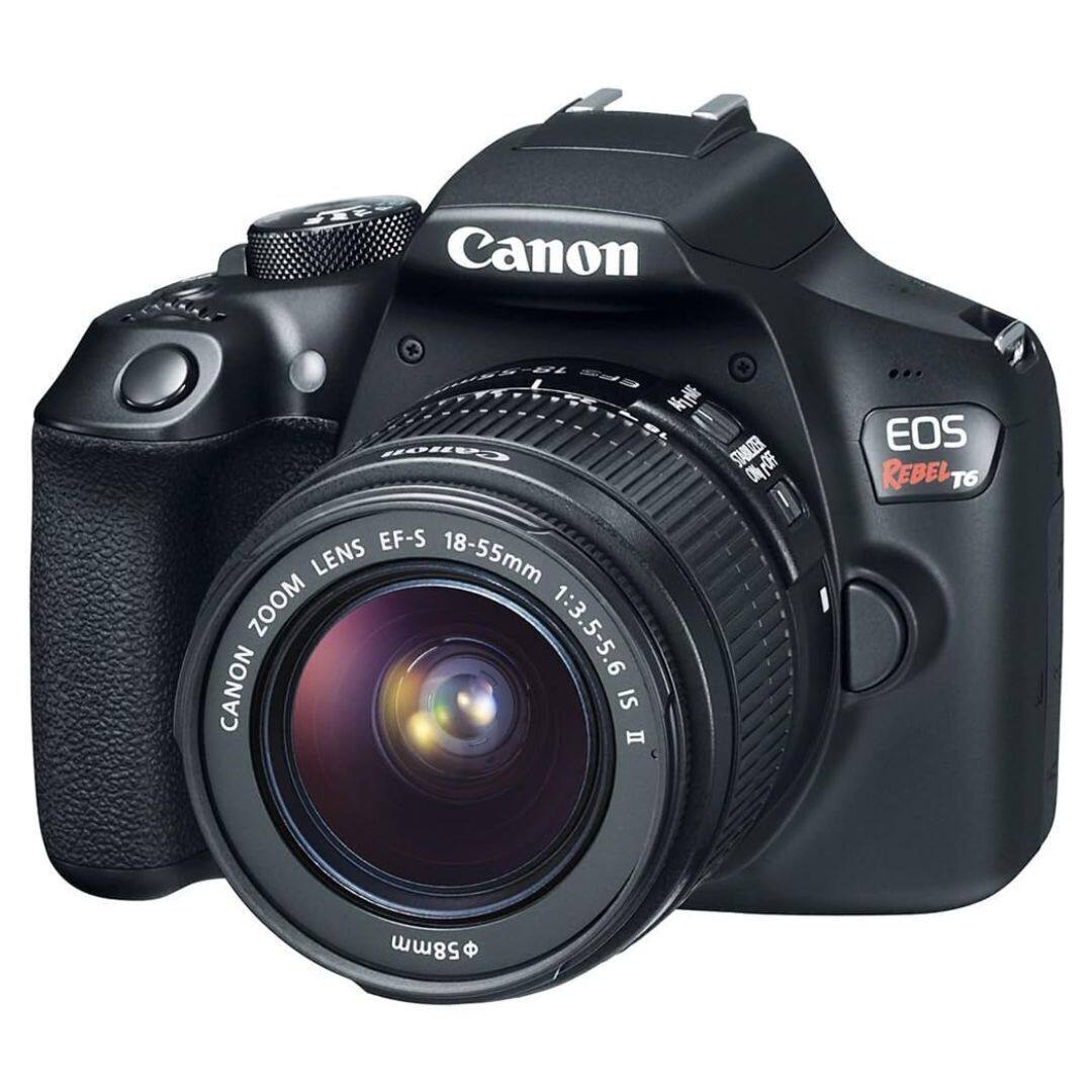 Canon EOS Rebel T6 DSLR Camera with EF S 18 55mm f/3.5 5.6 IS II Lens (Black) 1159C003-CRB ...