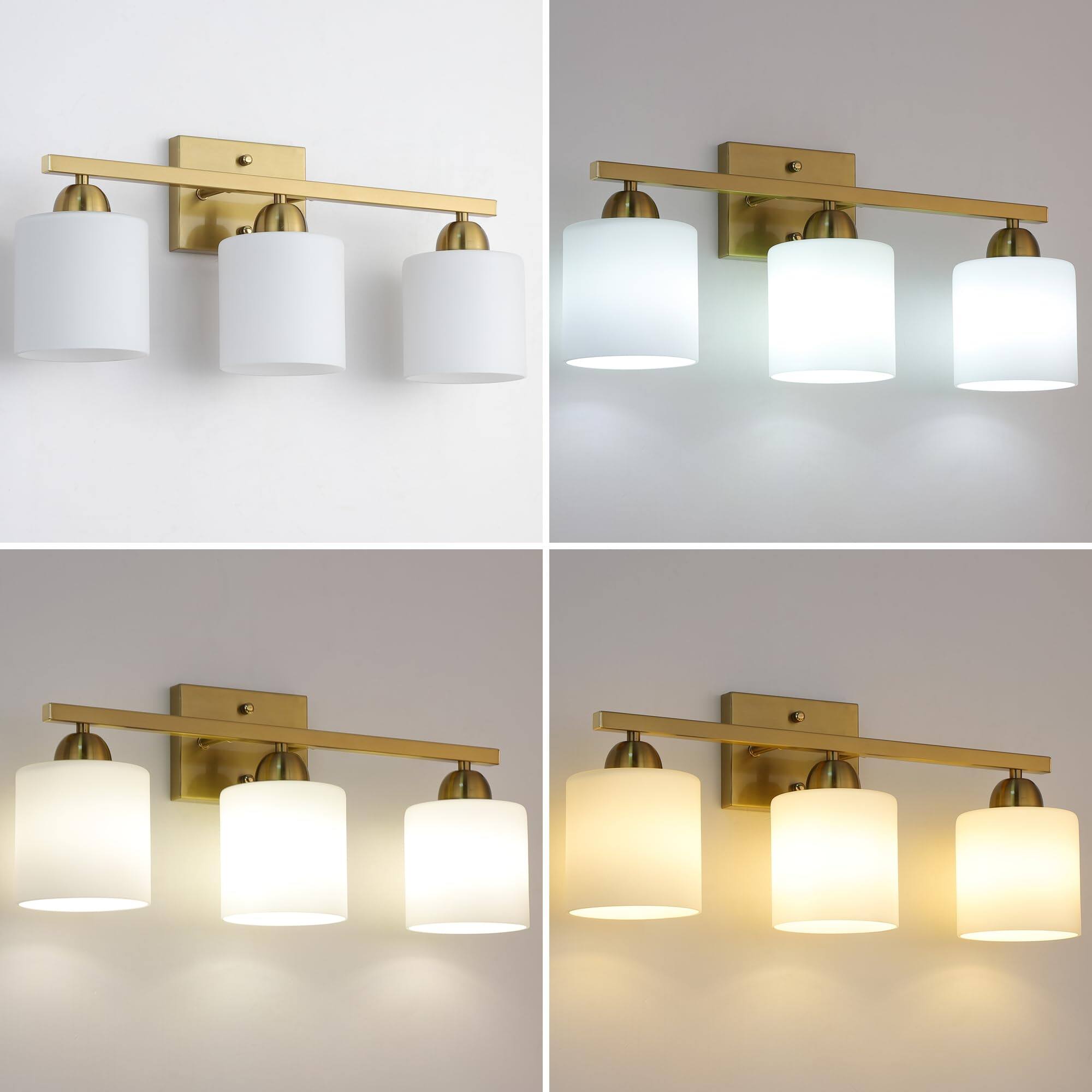 Earthley Blooms Stainless Steel Milk Glass Vanity Lights For Bathroom 3 ...