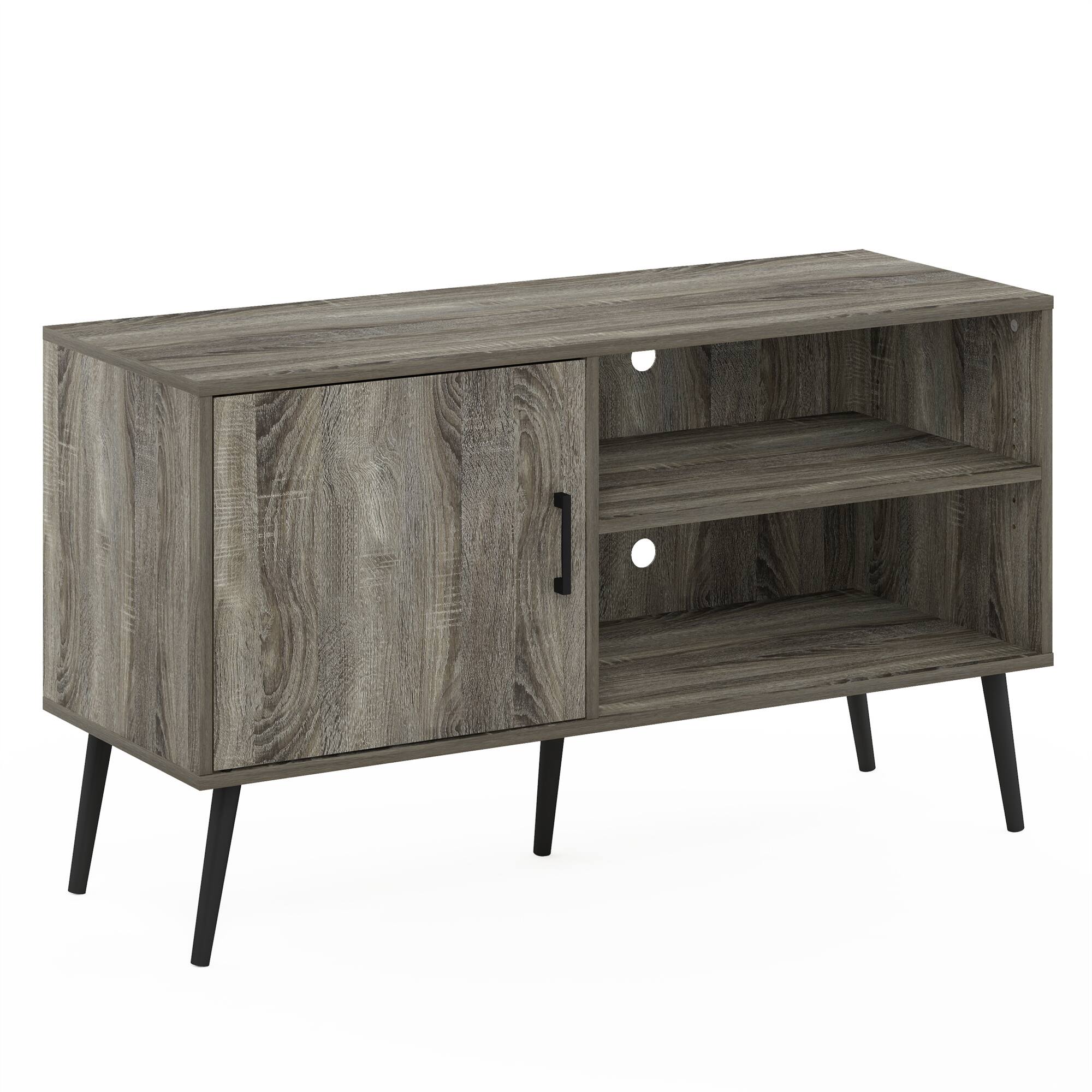Furinno Claude Mid Century Style TV Stand with Wood Legs, One Cabinet ...