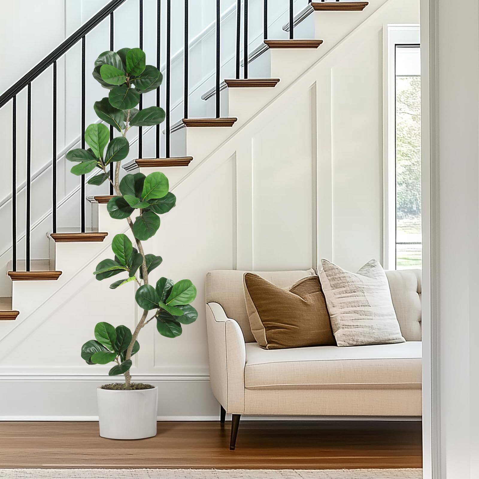Maxxis Merch Artificial Fiddle Leaf Fig Tree 5/6/7FT Fake Plant with ...
