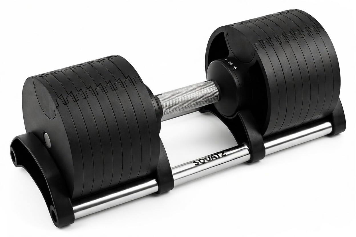 SereneLife SQUATZ 70 lb Adjustable Dumbbell Weight Set with Quick Plate ...