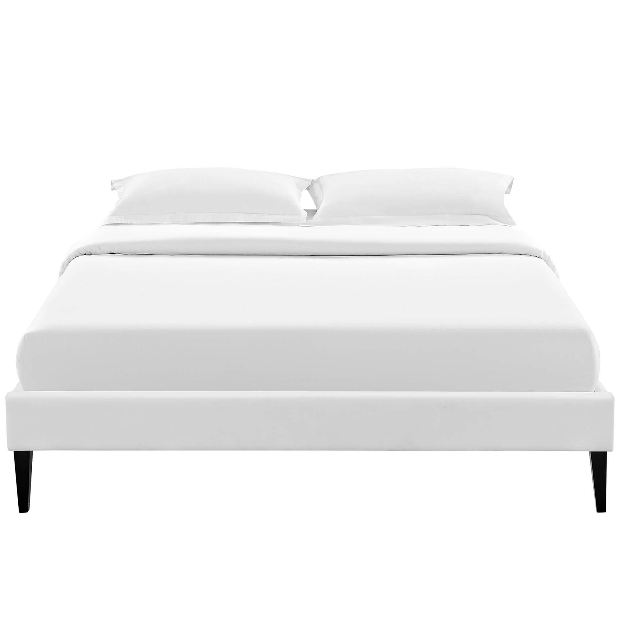 Modway Loryn Vinyl Queen Bed Frame with Round Splayed Legs White MWY ...
