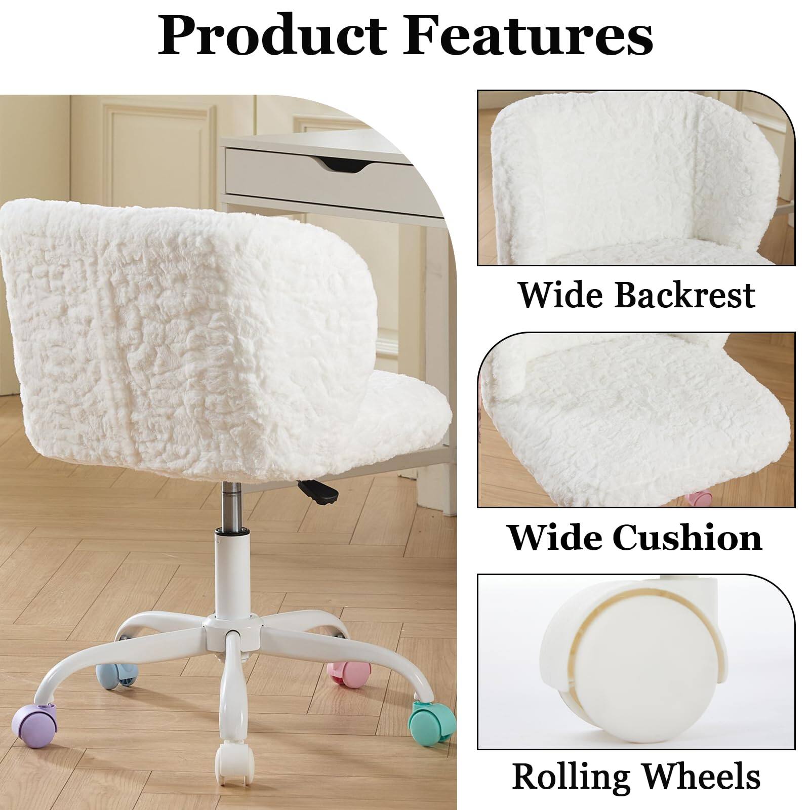 Ecooso Artificial rabbit hair Home Office Chair with Metal Base ...