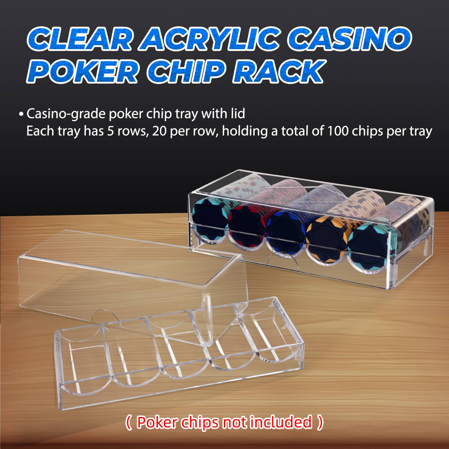 GSE Games & Sports Expert Casino Grade Poker Chip Tray Rack with Cover ...