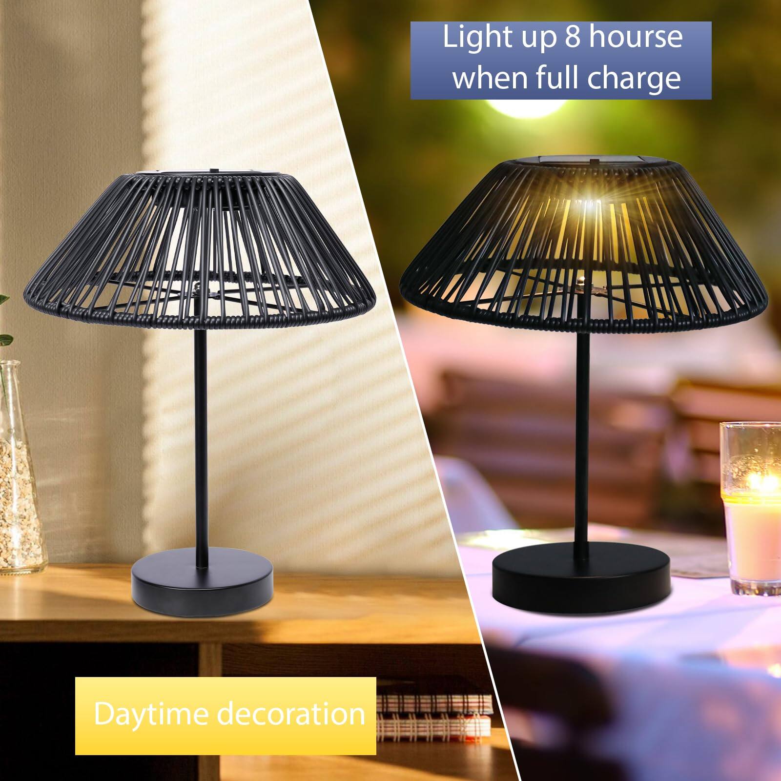 Dazzling Pops Solar Table Lamps Outdoor Solar Rattan Table Lamp Solar ...