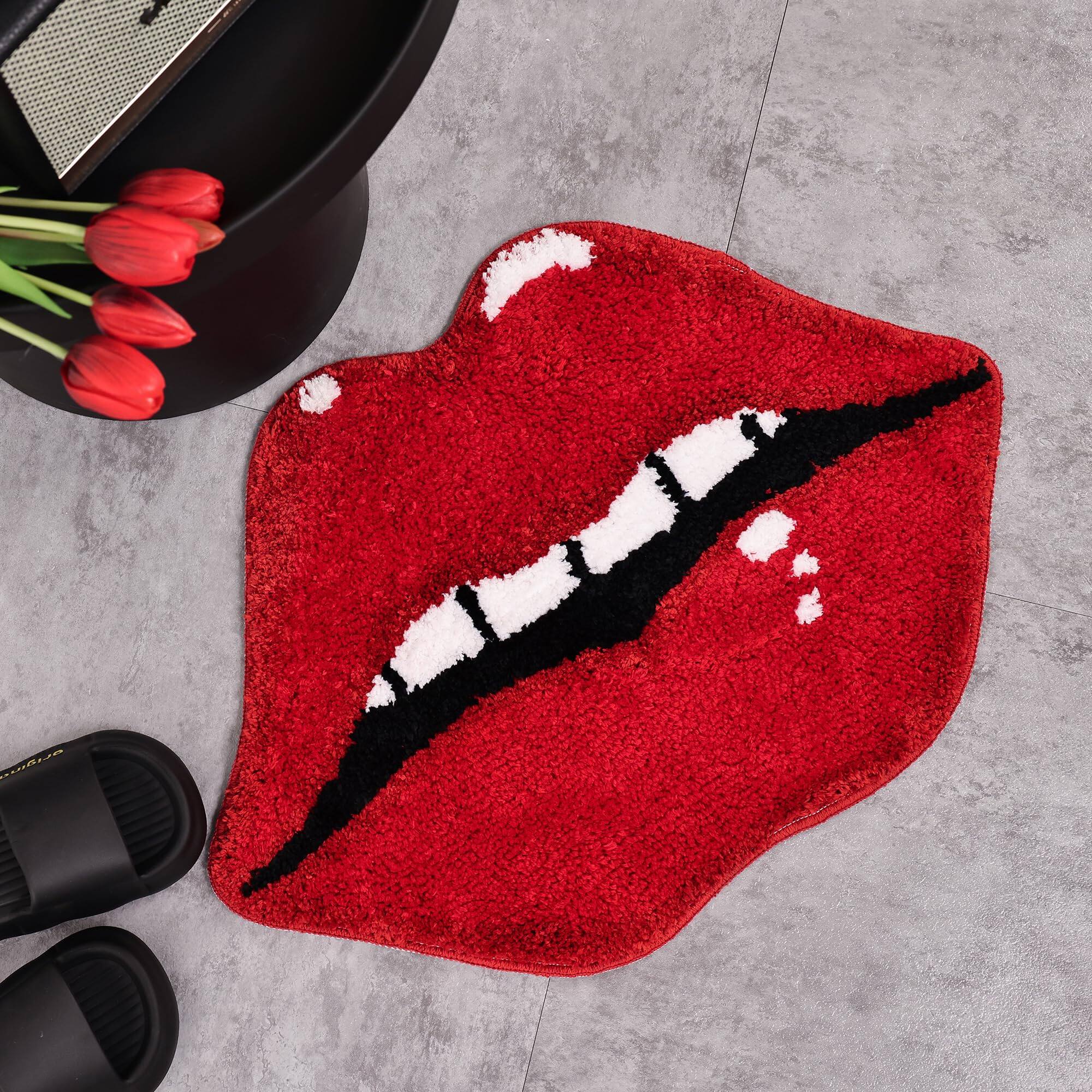 Paradigms Interiors Lips Shaped Bathroom Rug Cute Bath Mat Non Slip ...