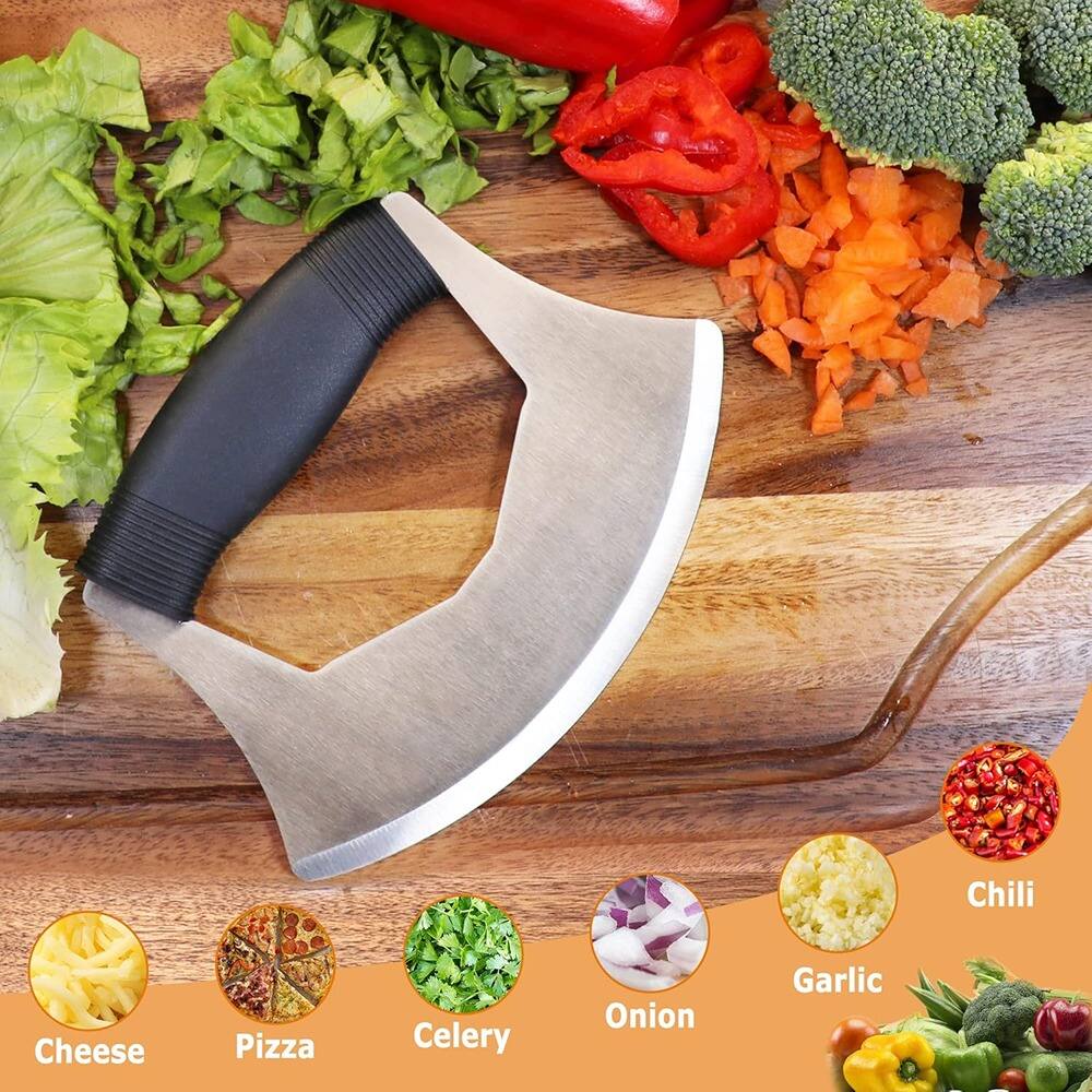PARKER SLATER Stainless steel salad cutter, mezzaluna knife with ...