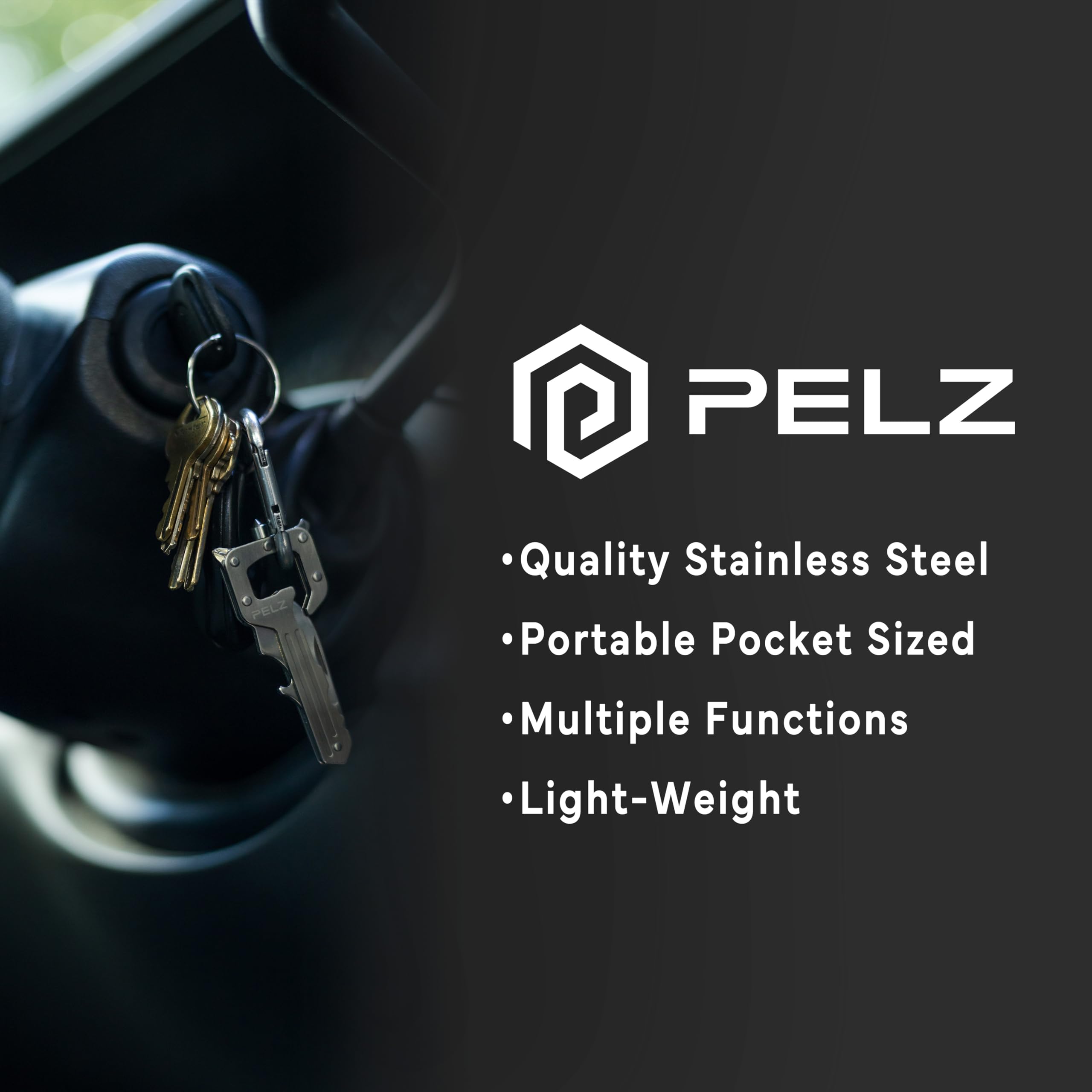 Pelz Mini Pocket Tool SILVER– Compact Stainless Steel Keychain Multi ...