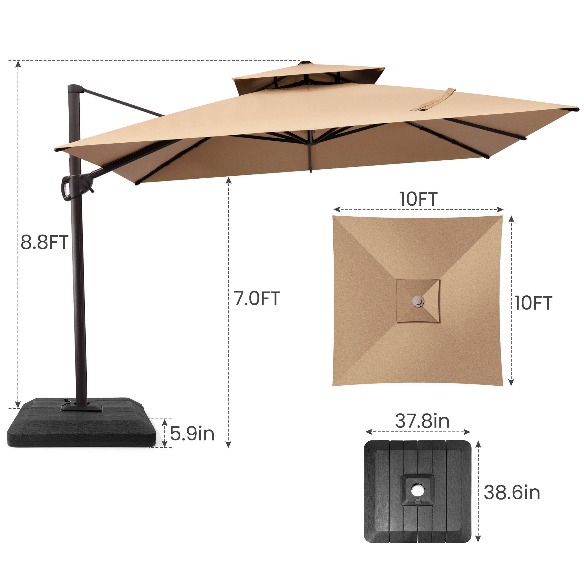 Crestlive Products 10x10ft Aluminum Double Top Crank Cantilever Patio ...