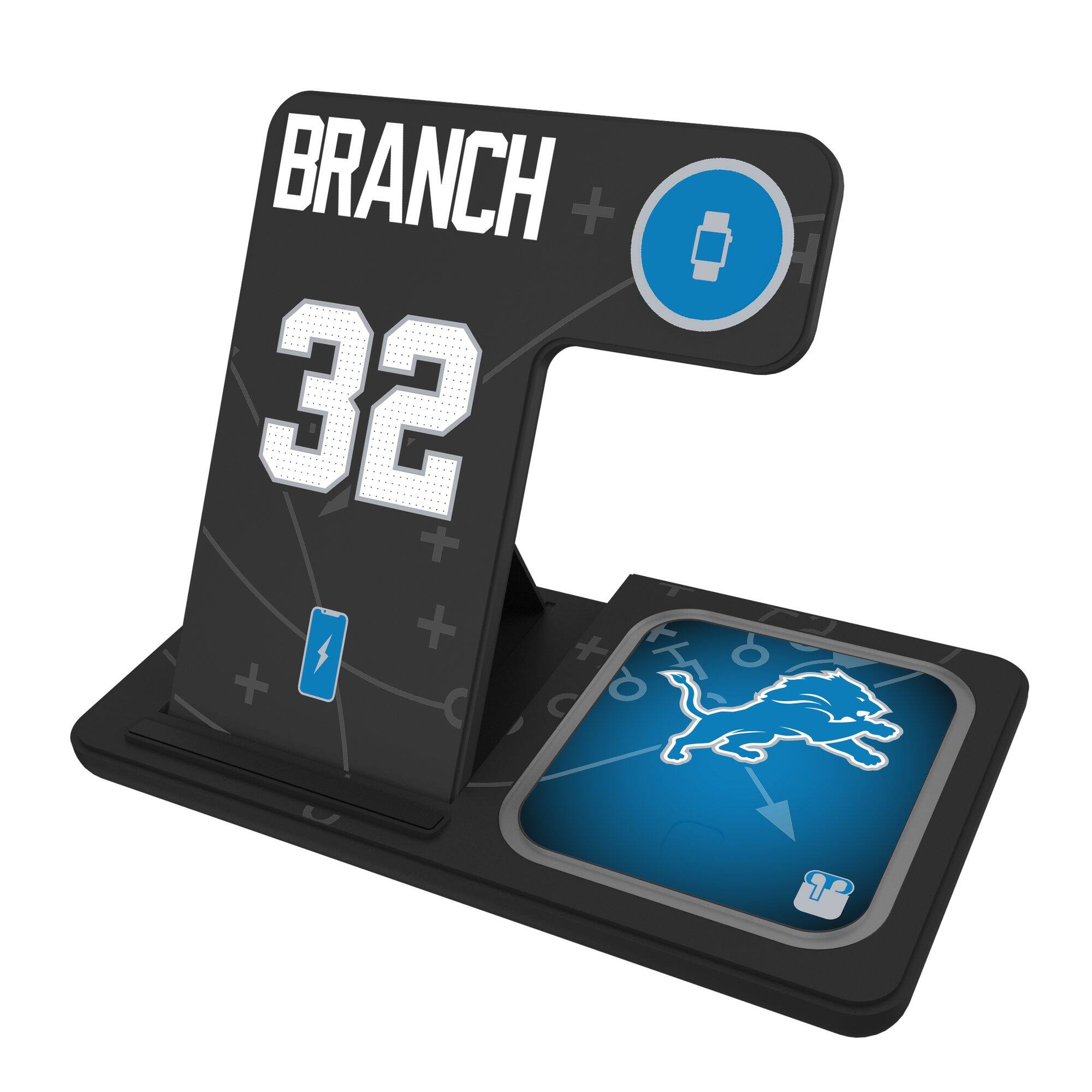 Keyscaper Brian Branch Detroit Lions Ready 3 in 1 Charging Station ...