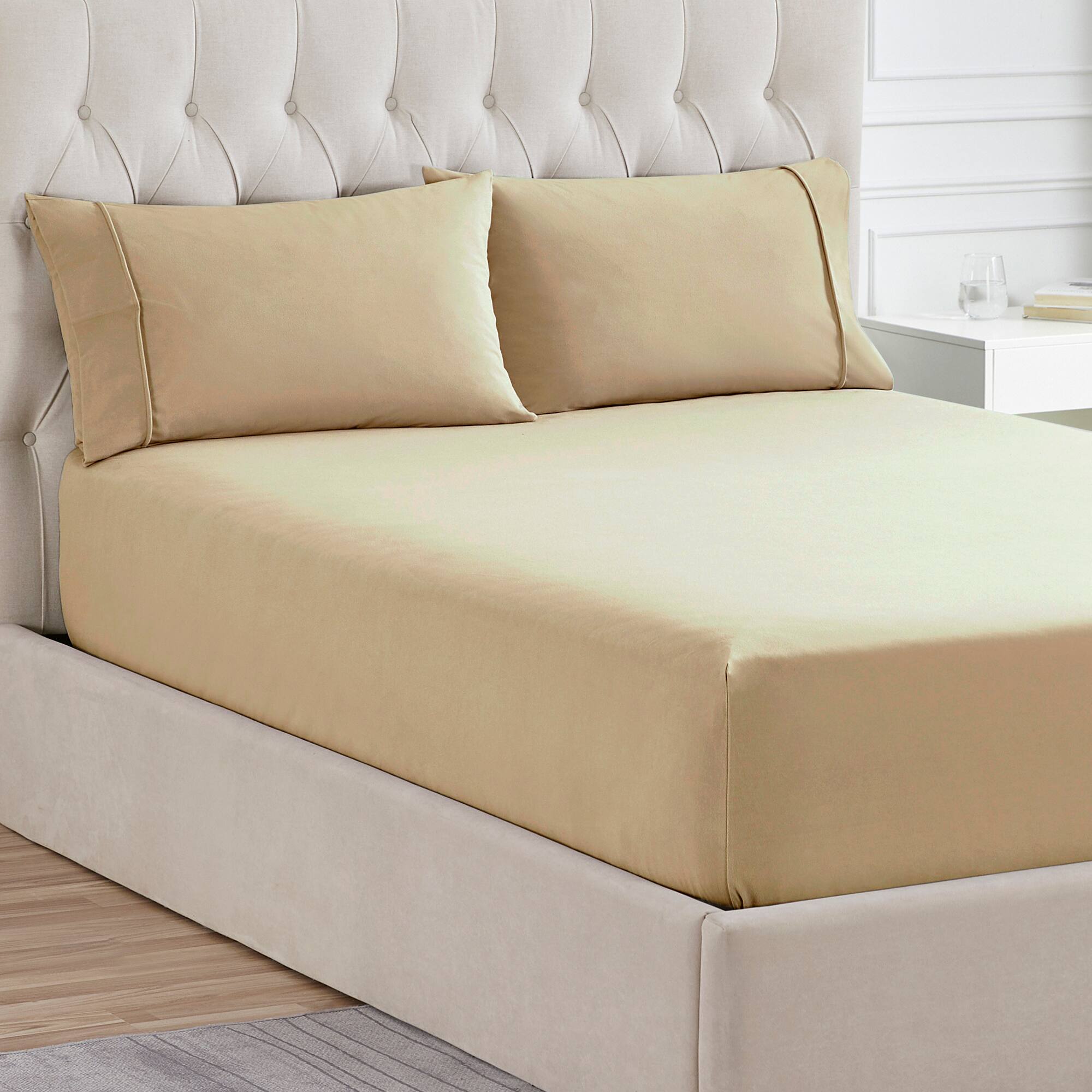 Sweet Home Collection Solid Flannel Fitted Sheet, Bottom Sheets with ...