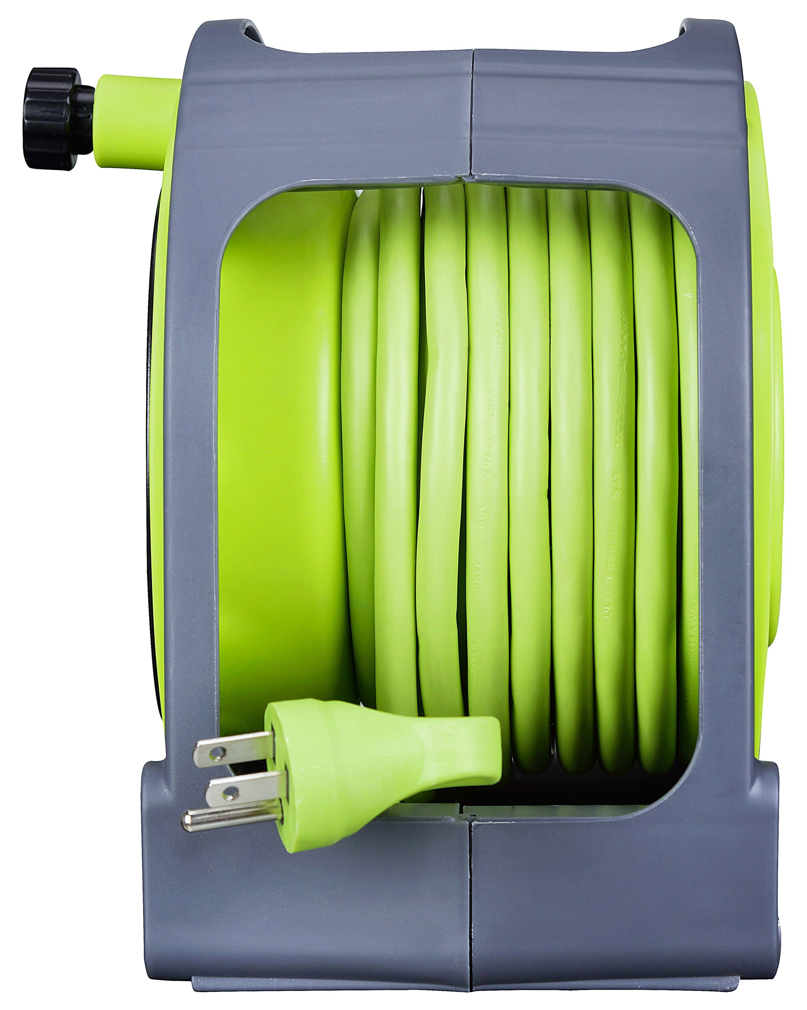 Masterplug 40Ft 4 Sockets 10A 16AWG Cassette Cable Reel Green & Grey ...