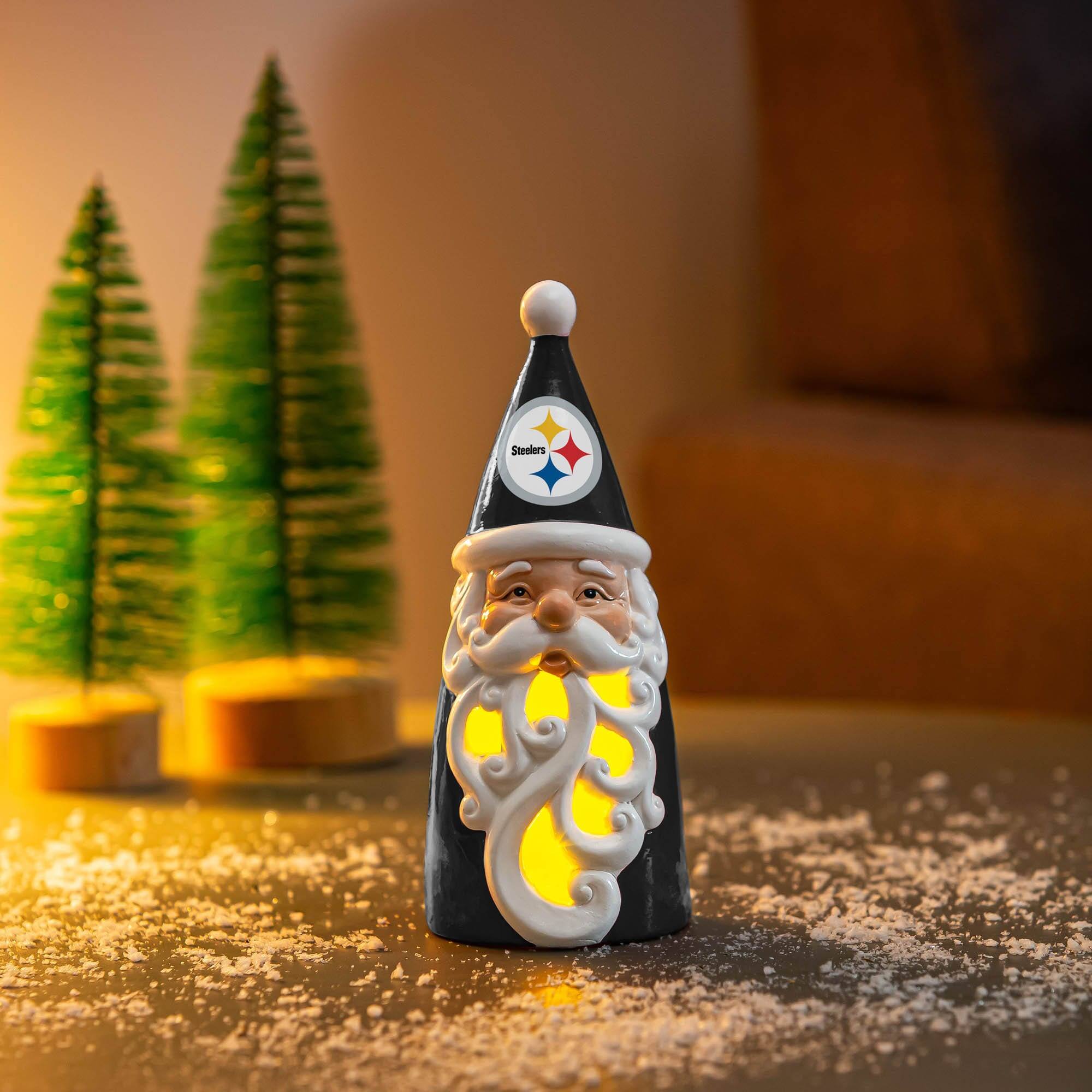 Evergreen Enterprises Pittsburgh Steelers 8" LED Santa Statue Black ...