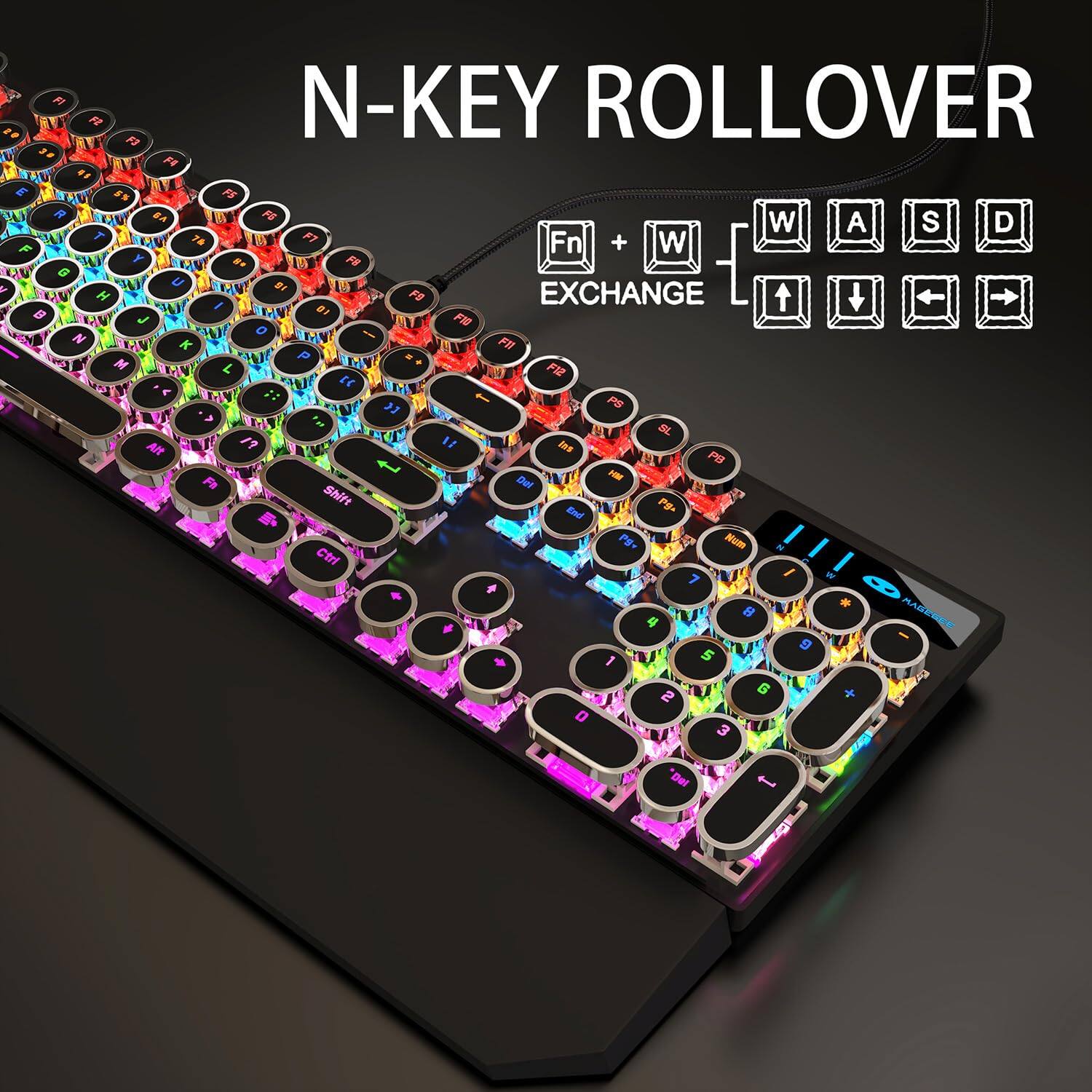 PO3TICJUNKI3 Typewriter Style Mechanical Gaming Black Retro Punk With ...