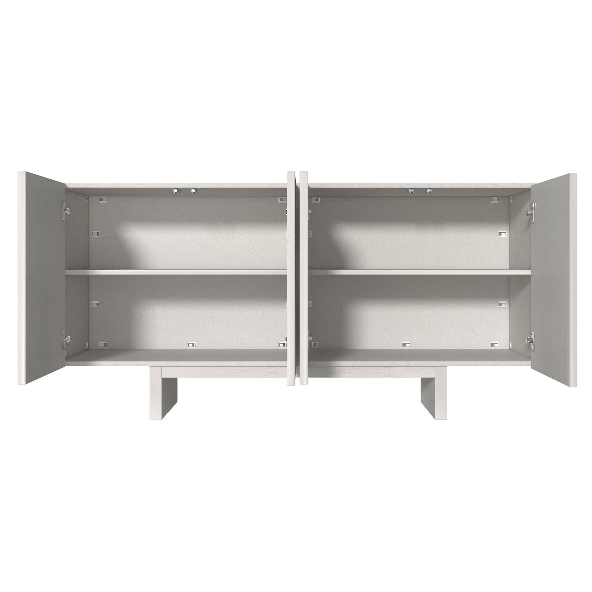 Boyel Living MDF 4 Door 63 in. Wood Grain Buffet Sideboard For Living ...