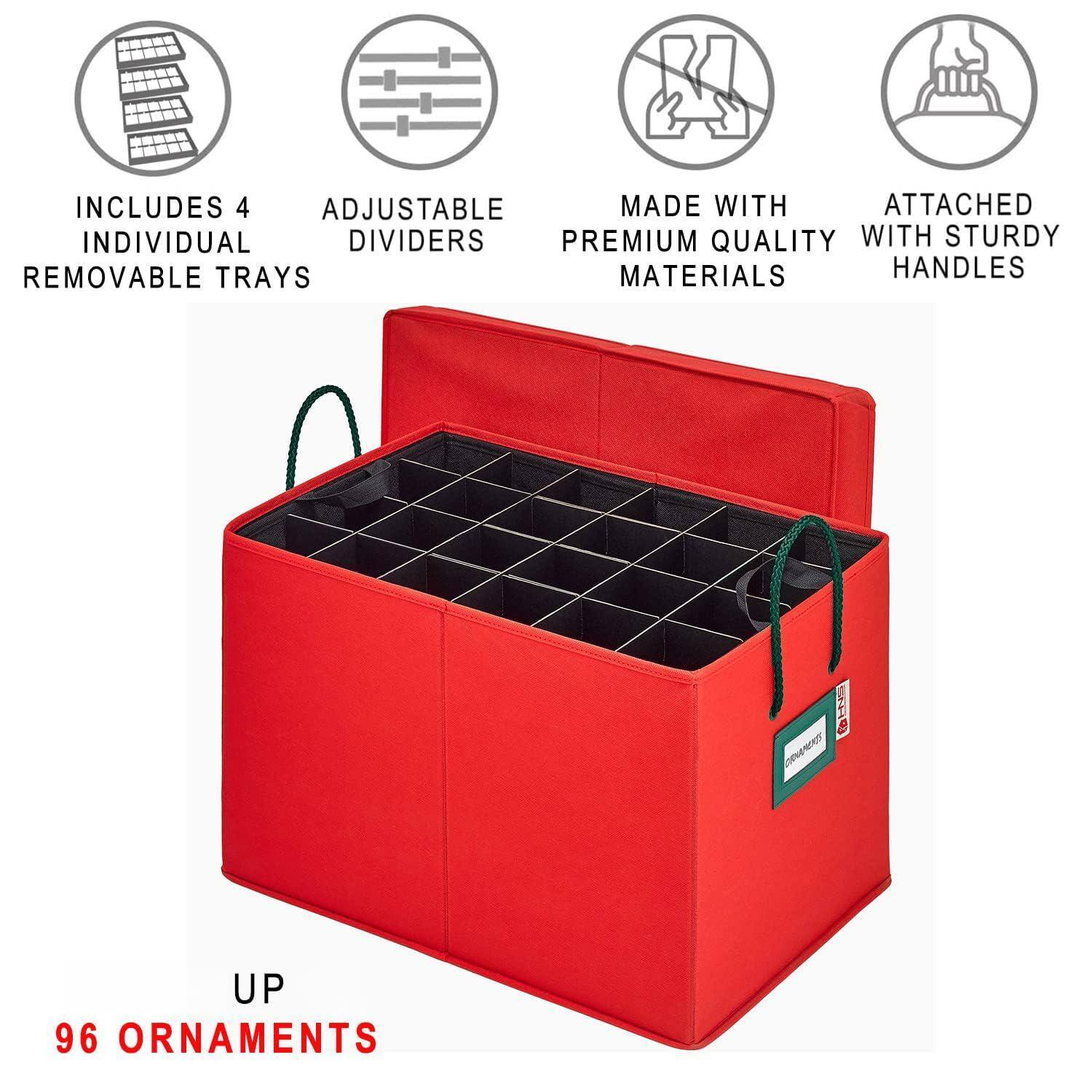 Paradigms Interiors Christmas Ornament Container Box With Dividers ...