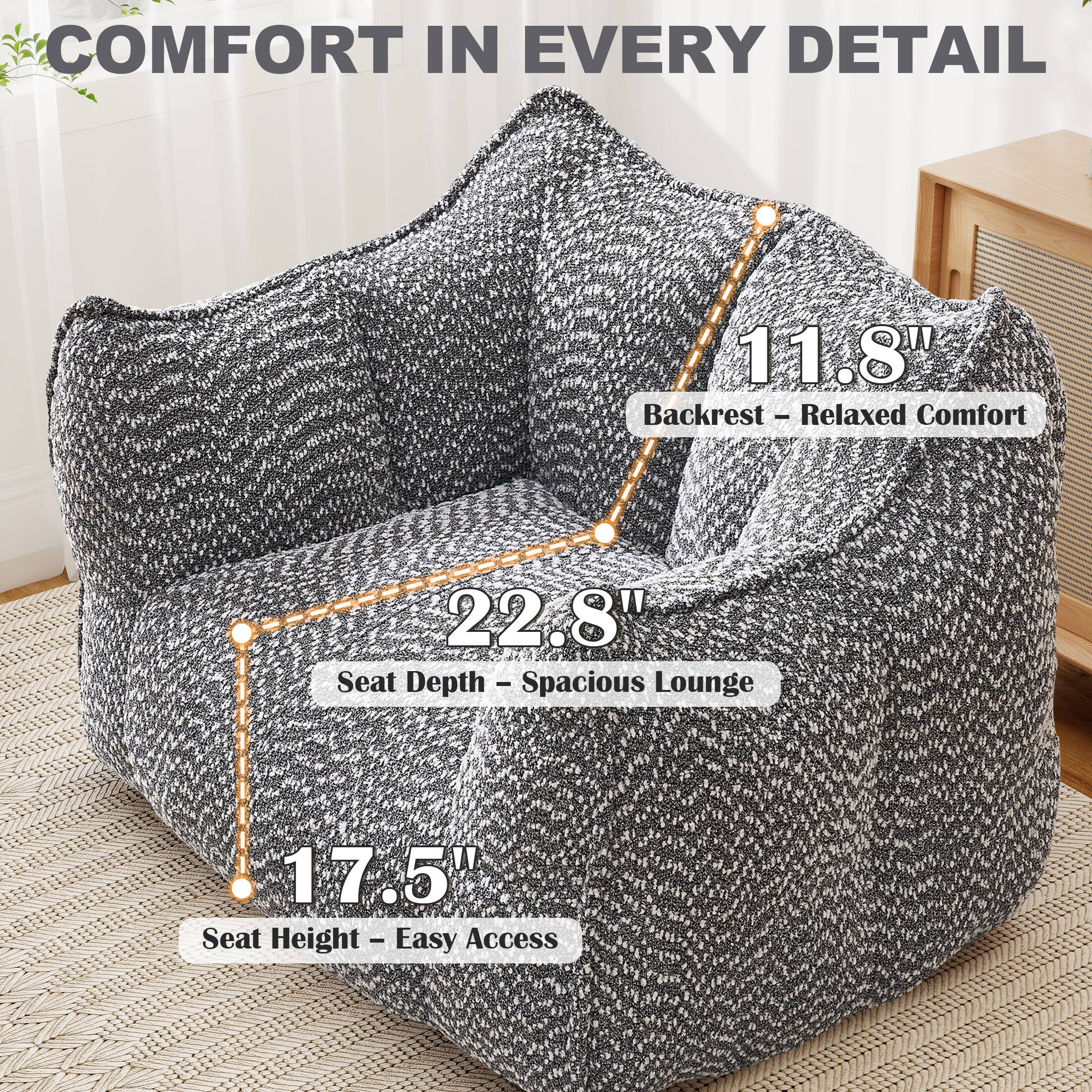 Aukfa Sofa Chairs with High Resilience Foam Square Lazy Sofas for ...