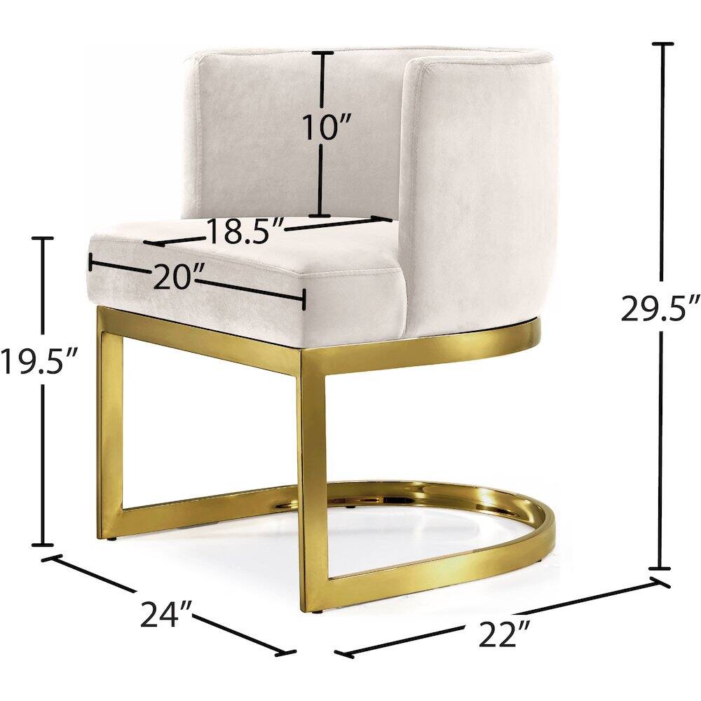 Meridian Furniture Gianna Cream Velvet Dining Chair Beige 718Cream-C ...