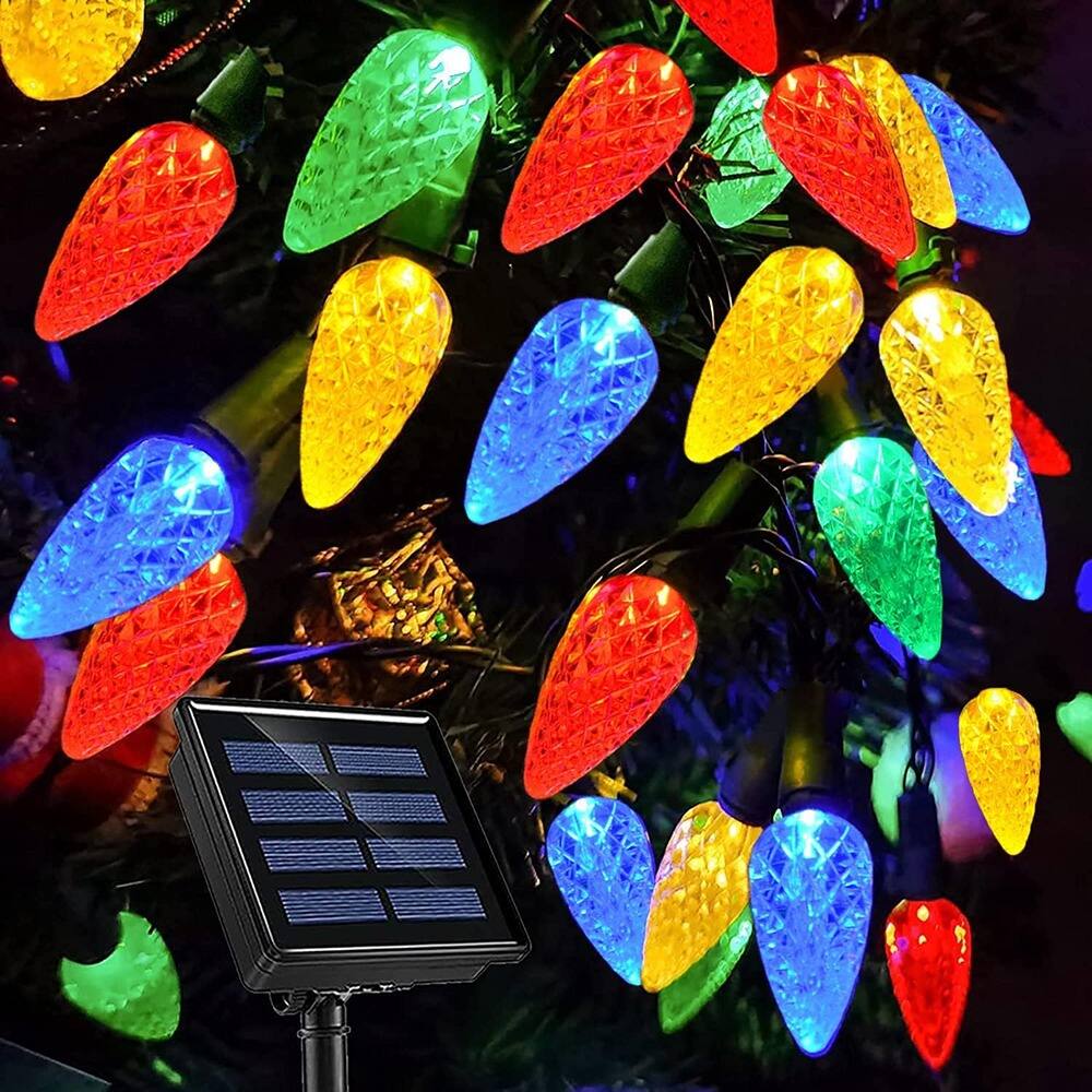 MOSZAR LLC 50 LED 21 foot C6 solar lights, 8 mode C6 strawberry string ...