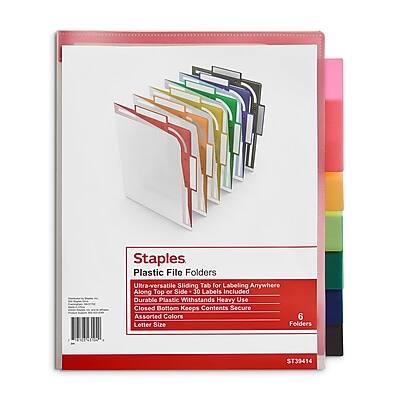 Staples Reinforced File Folder, 1/3 Cut, Letter Size, 6/Pack (TR39414 ...
