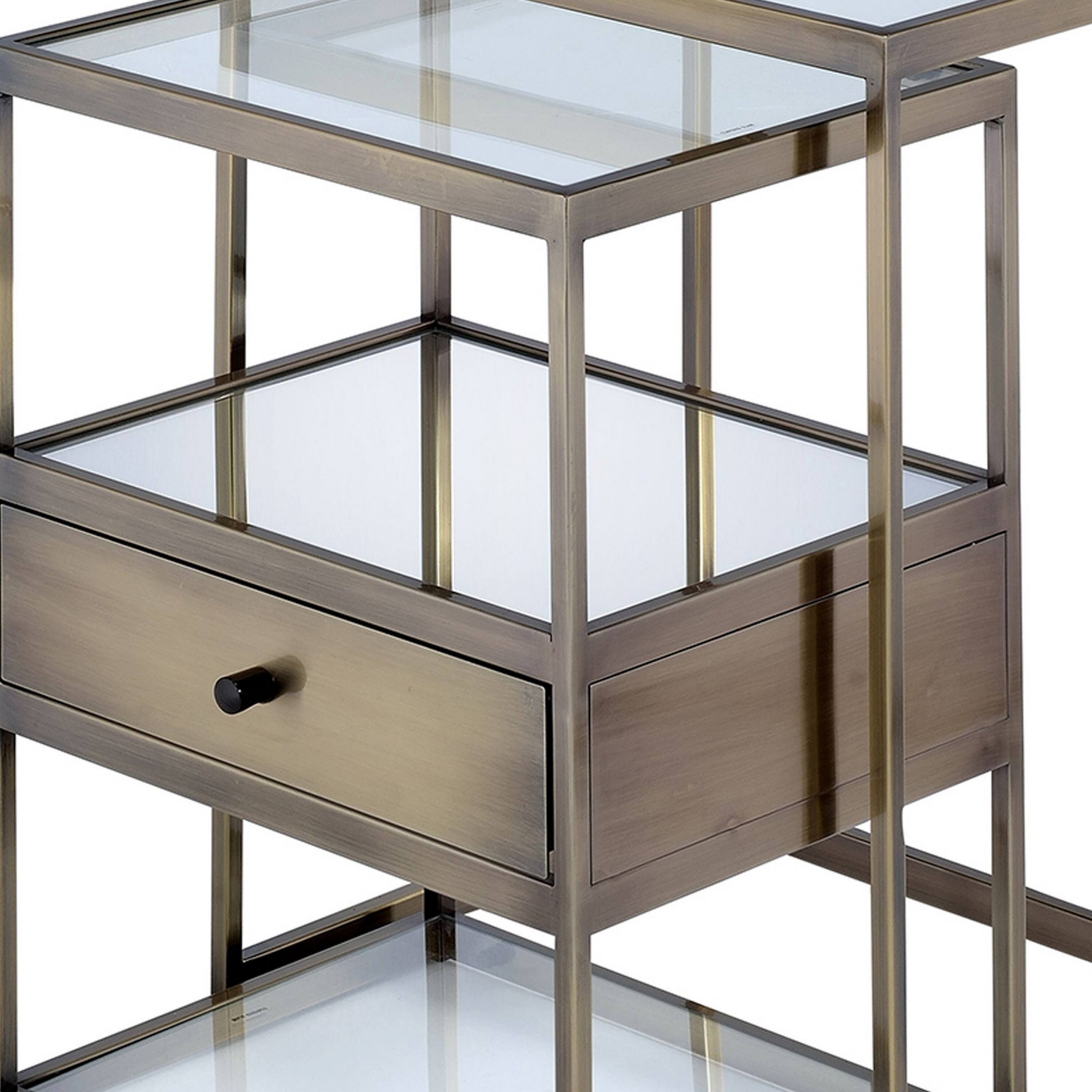 Manhattan Lane Stylish Nesting Tables Set, Clear Glass & Brass, 2 Piece ...