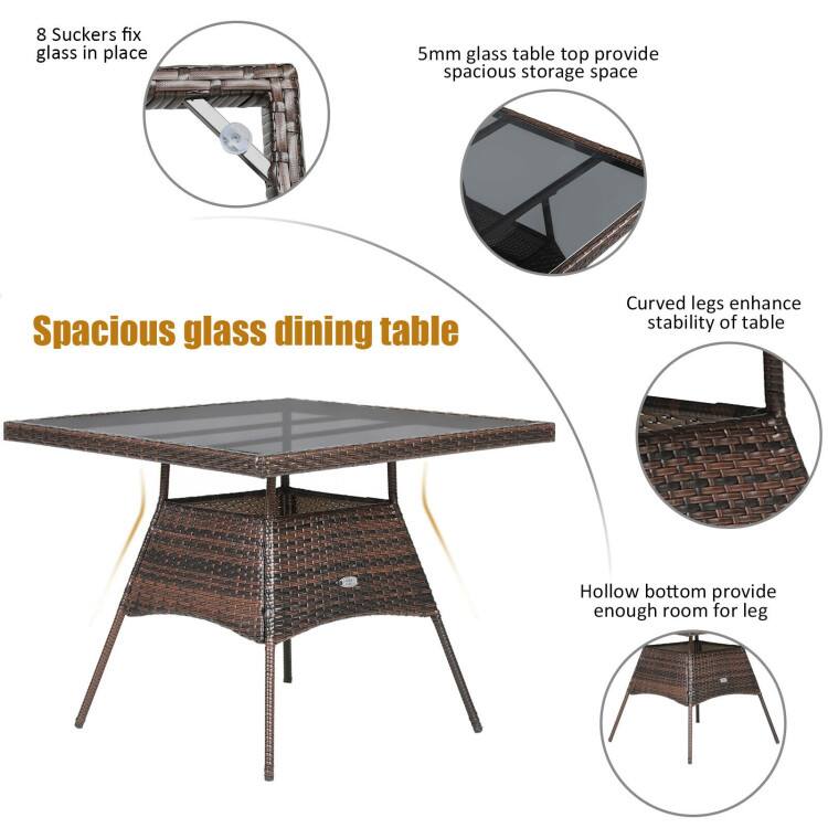 Mondawe 5 Piece Outdoor Dining Set w/ 1 Table & 4 Sofas, Patio Acacia ...