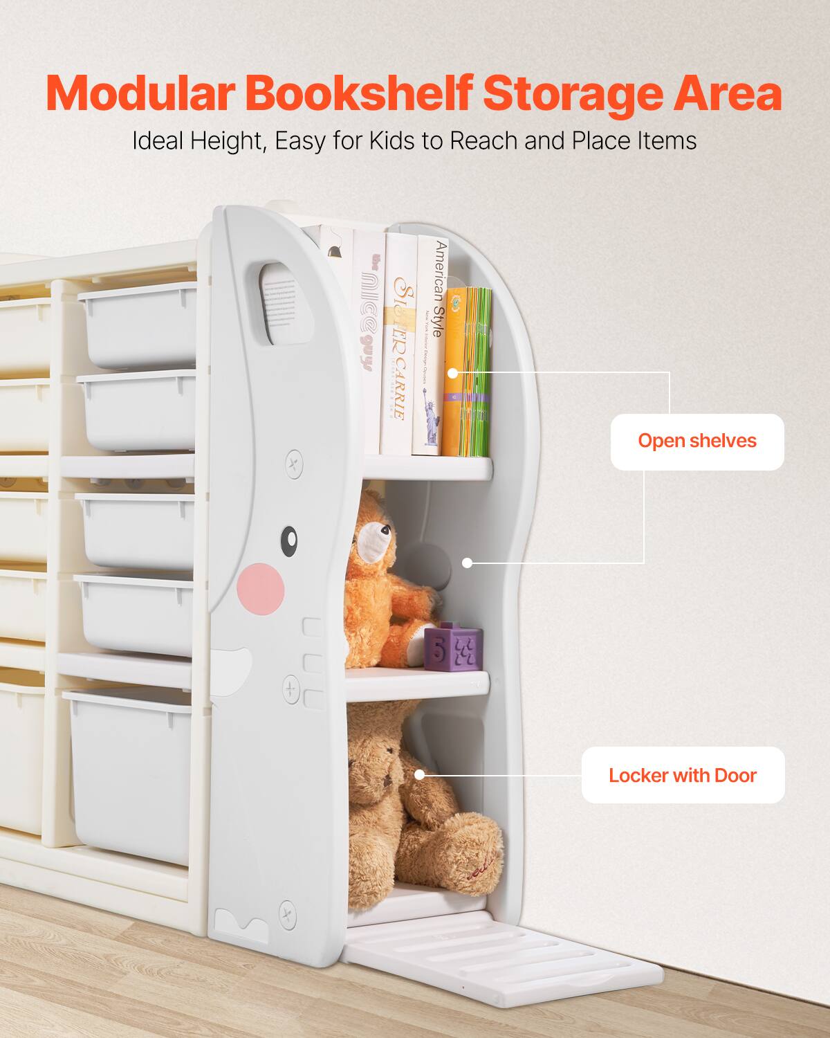 VEVOR Kids Toy Storage, 4 Tier Elephant Shape Toy Storage Organizer ...