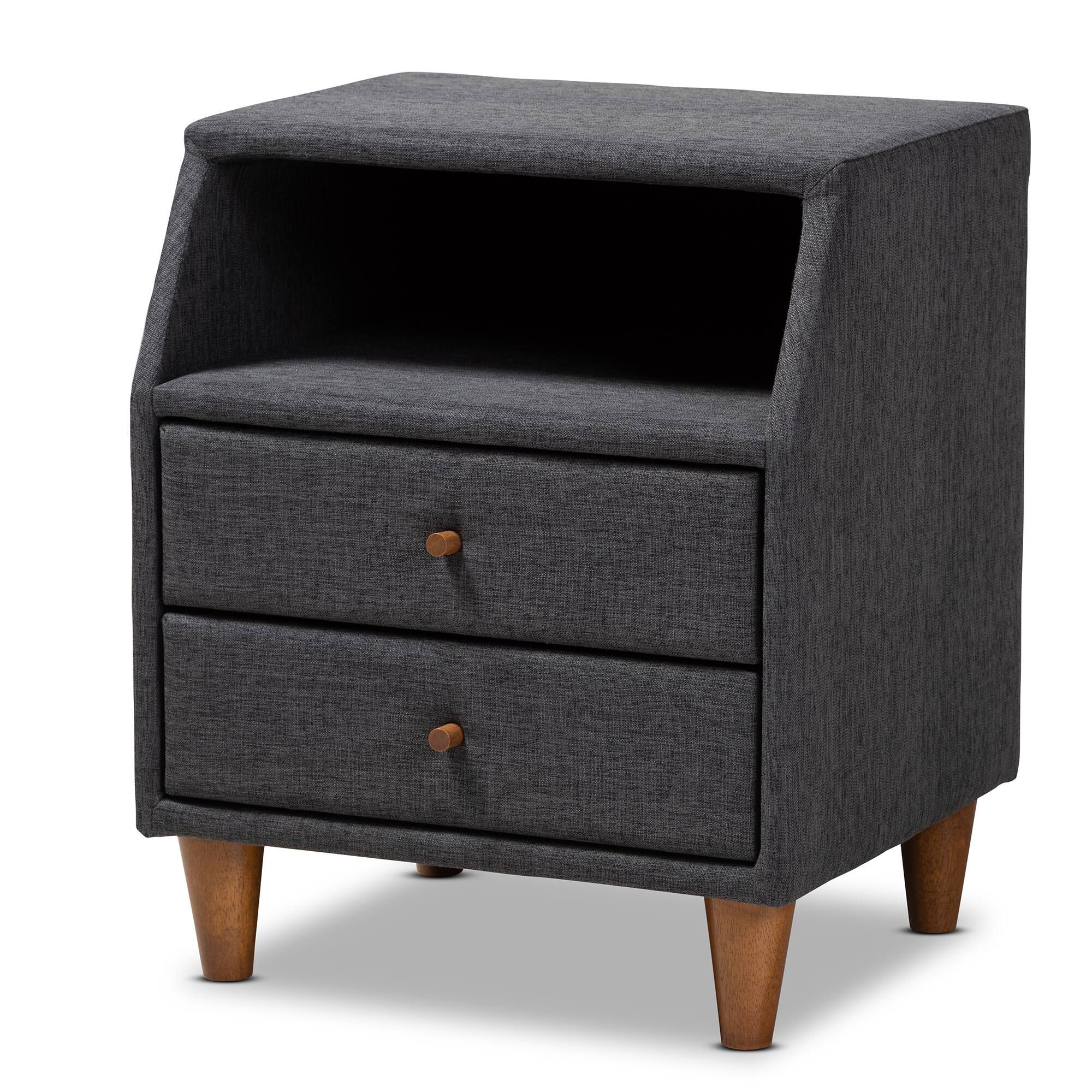 STUDIO Baxton - Claverie Mid-Century Modern Fabric Upholstered 2-Drawer ...