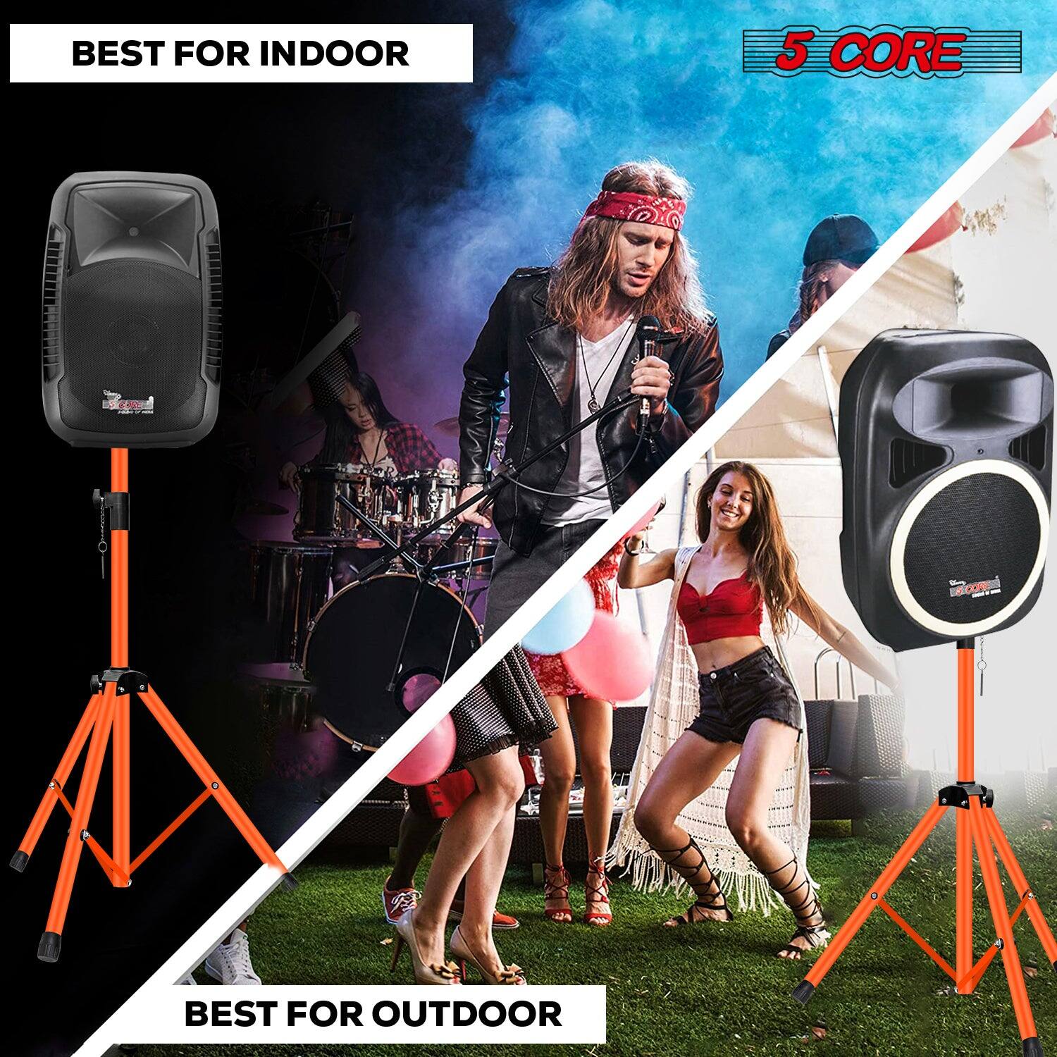 5 CORE Speaker Stand 4Ft Adjustable Heavy Duty PA DJ Tripod Studio ...