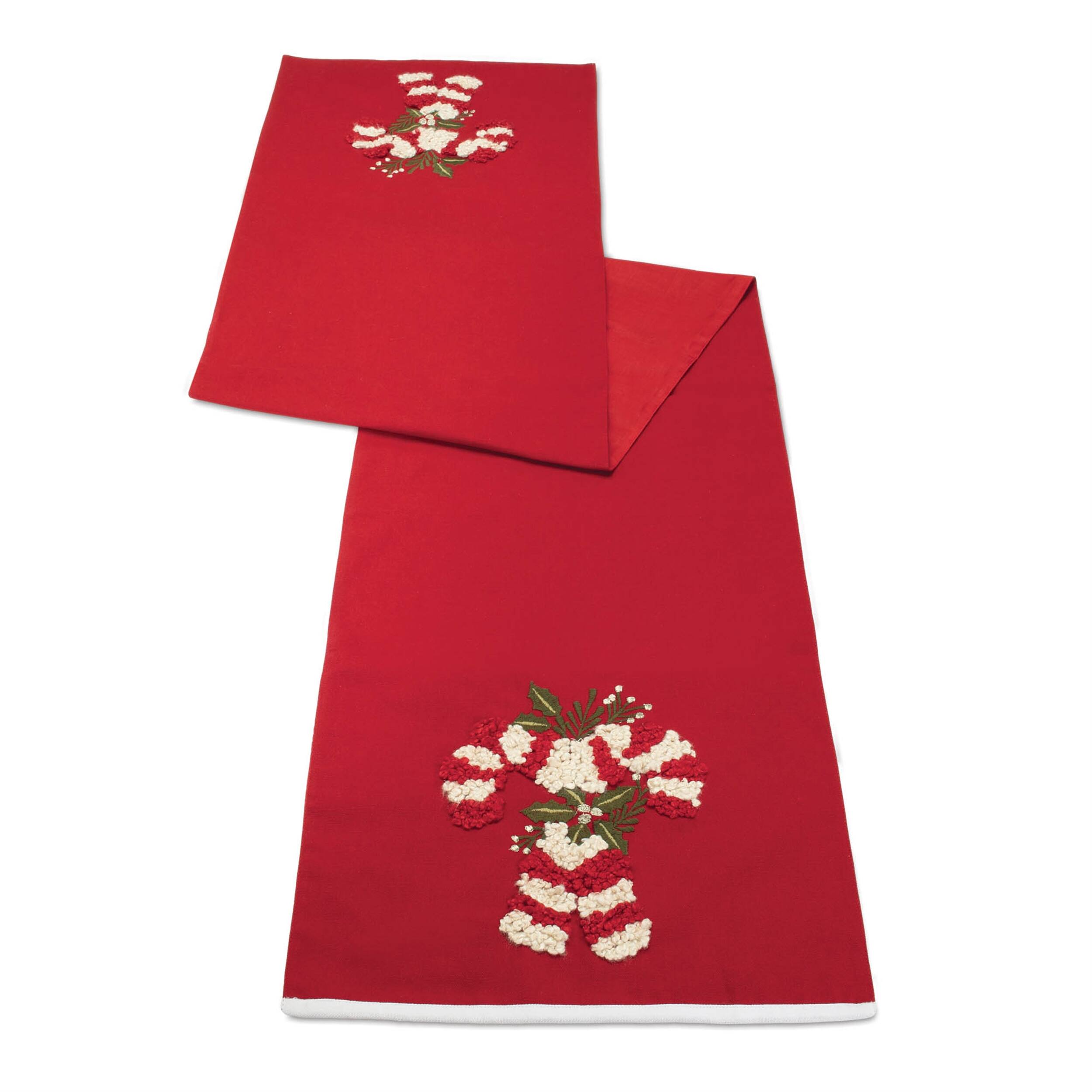 BreeBe Embroidered Candy Cane Table Runner 72"L Red, White 95784DS ...