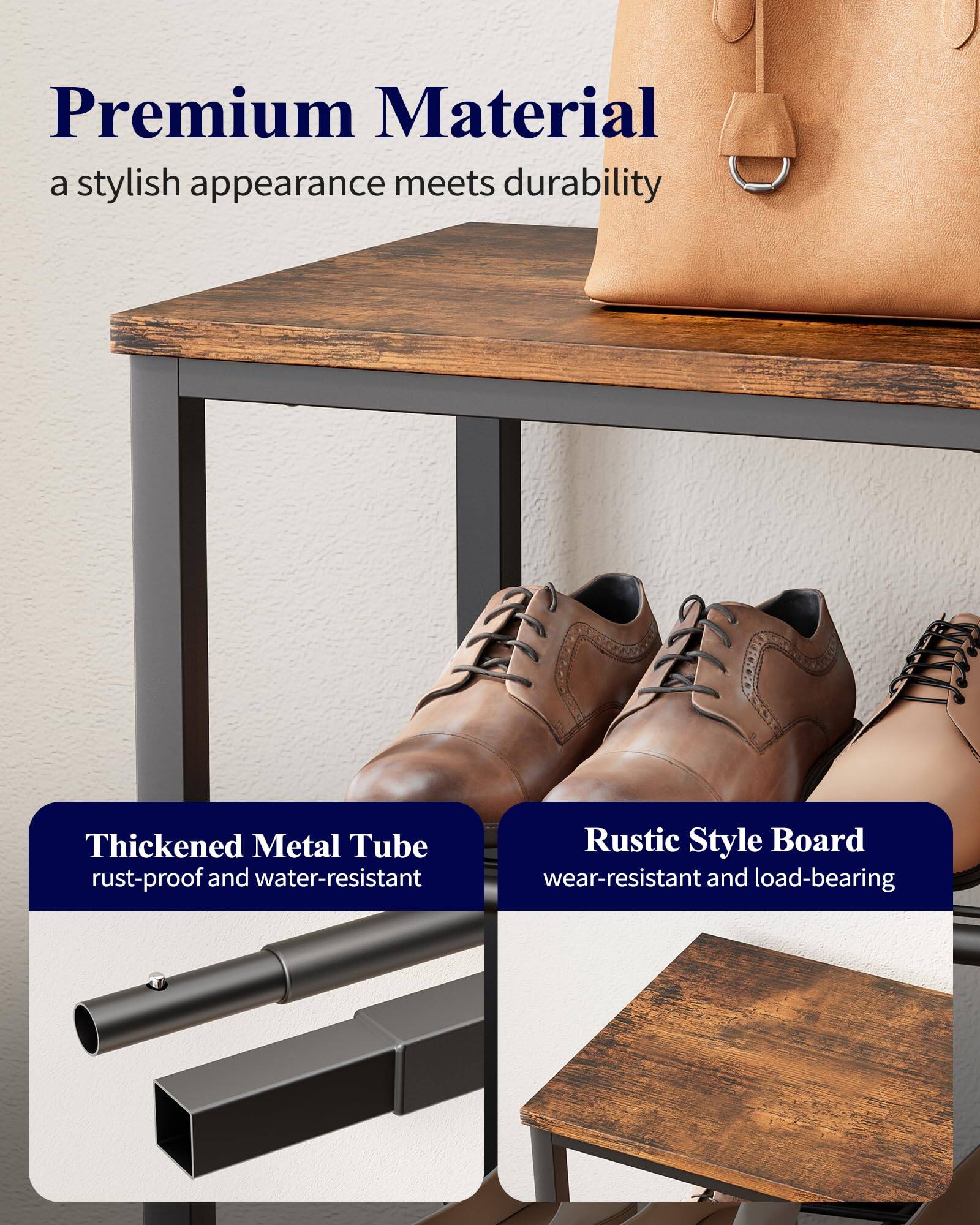 Dazzed Corner Shoe Rack for Closet, Rustic Shoe Organizer with Leveling ...