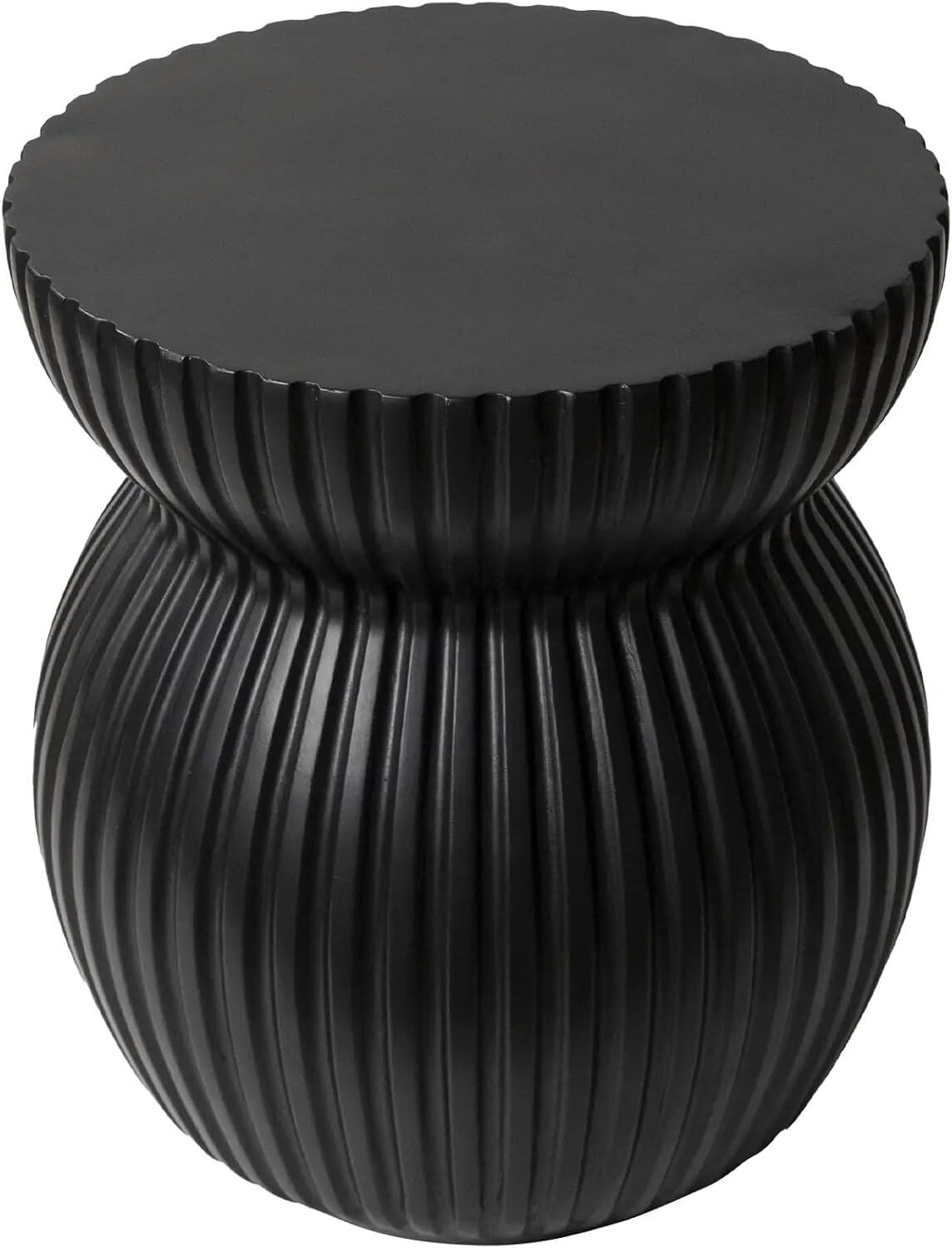 LeisureMod Mander Sculptural Hourglass Side Table Ribbed Fiberstone ...