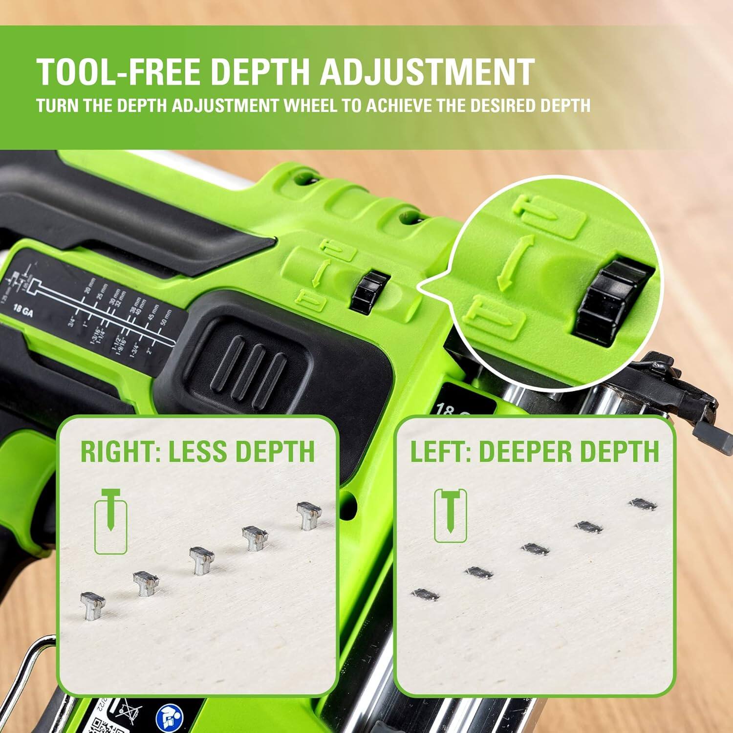 Greenworks 24V 18GA Brushless Brad Nailer, Cordless Staple Gun, Tool ...