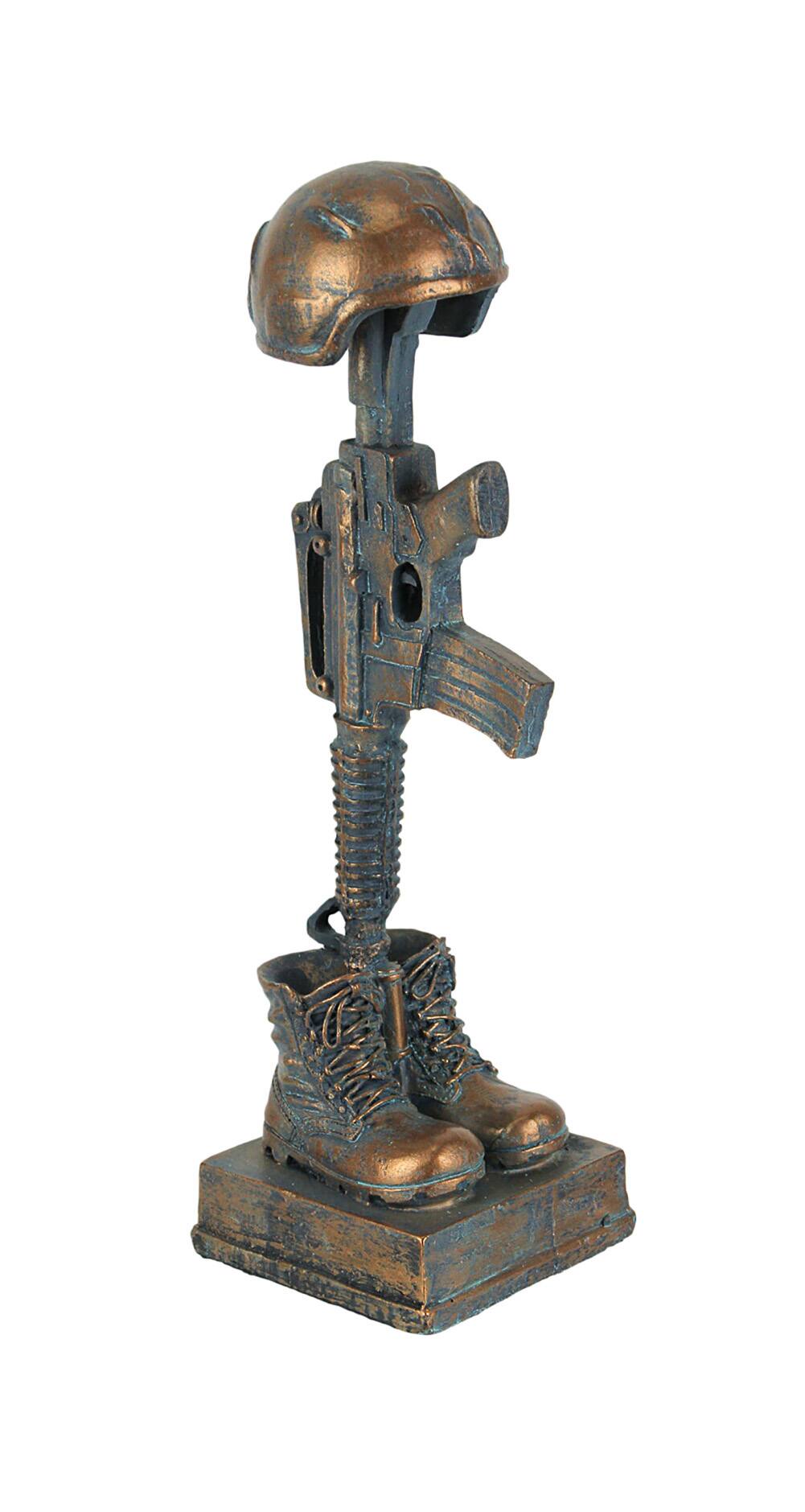 Napco Antique Finish Battle Cross Fallen Soldier Helmet Boots and Rifle ...