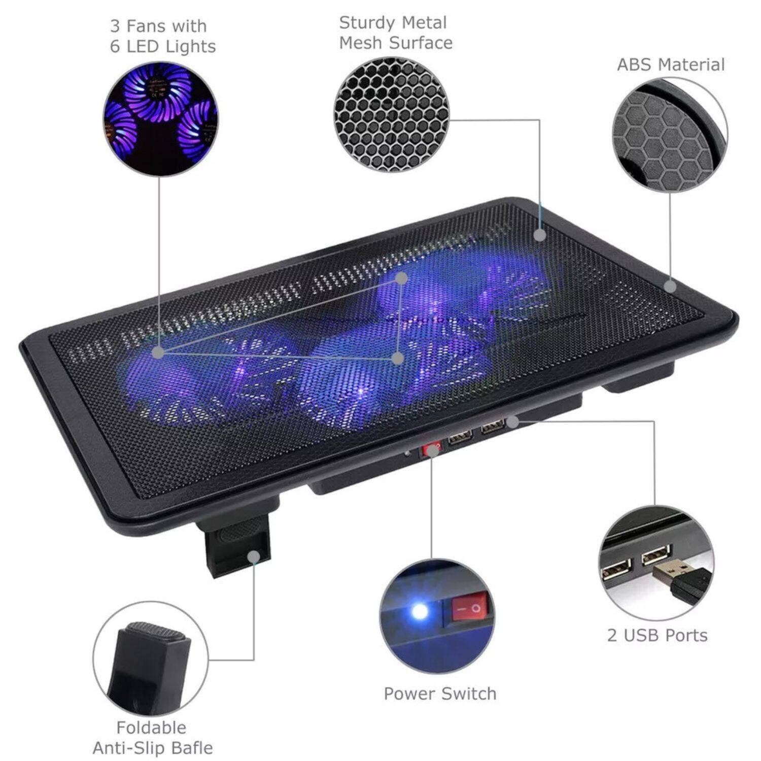 Stock Preferred USB Laptop Cooling Pad with 3 Quiet Fans Black COOLPAD ...