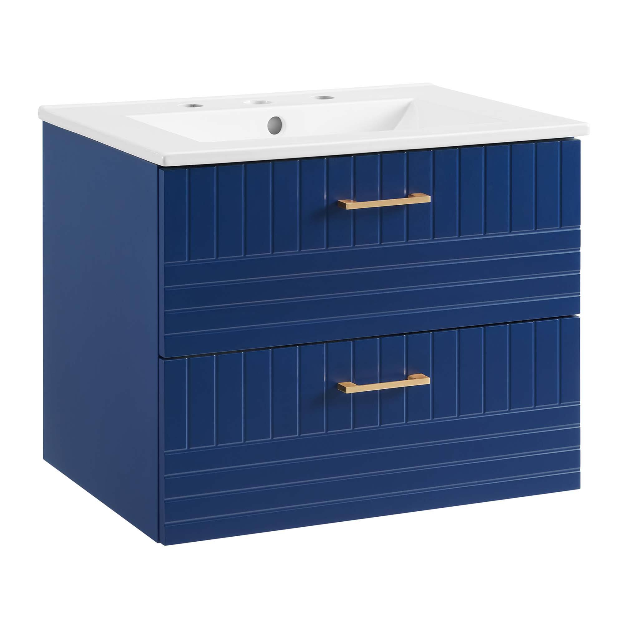 Daybreak Wall Mount Bathroom Vanity Basin Included by Modway Blue White ...