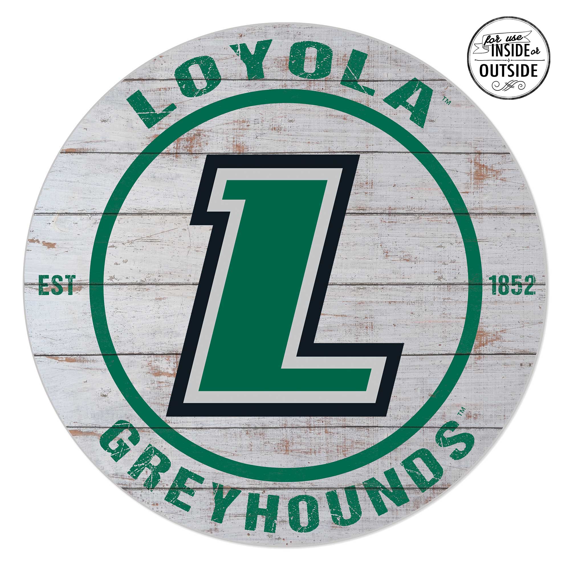 Jardine Loyola Greyhounds 20'' x 20'' Indoor/Outdoor Weathered Circle Sign White 5184584 - Best Buy