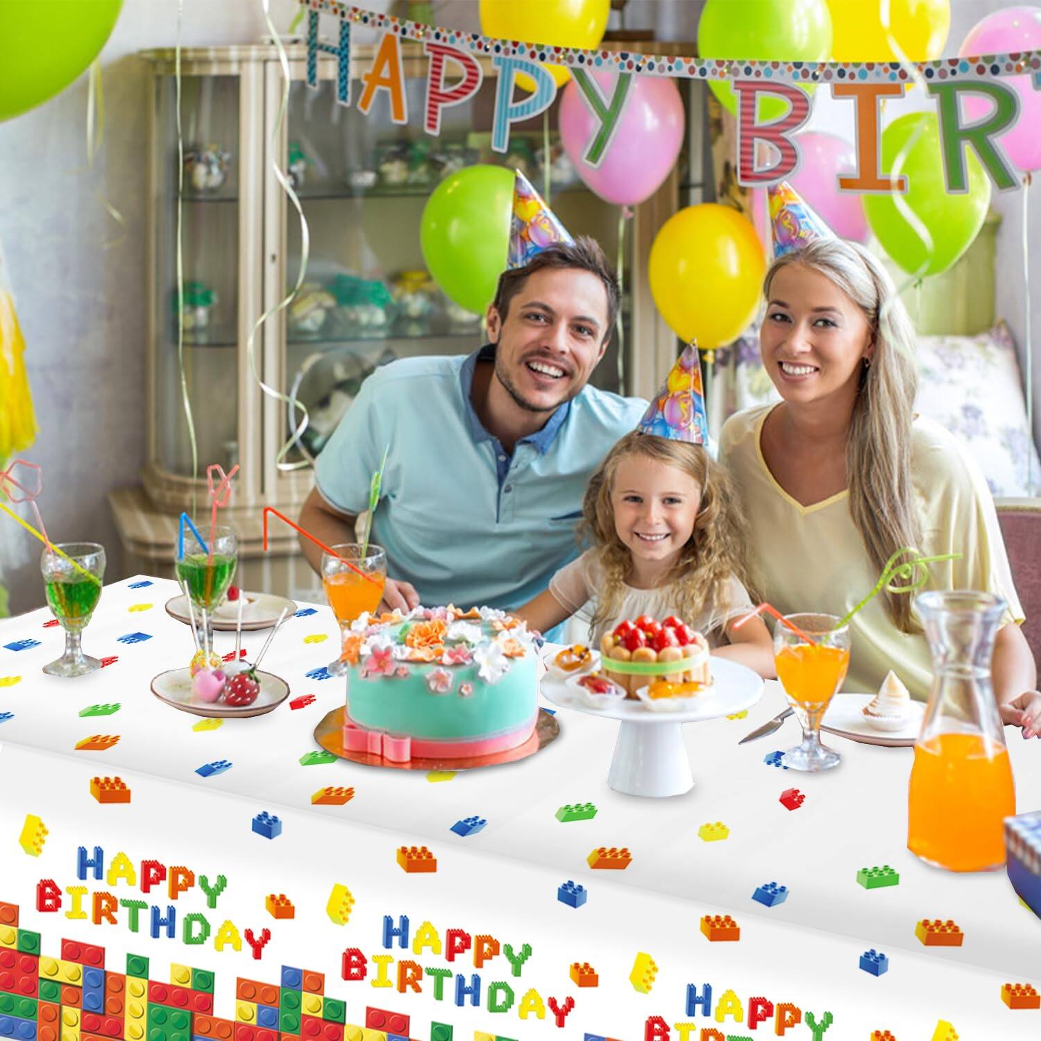 Dapper Styles Building Block Party Tablecloth Disposable Plastic Table ...